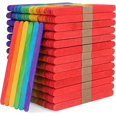 Amazon.com: 500 Pcs Colorful Popsicle Sticks- Colored Sawtooth Wood ...