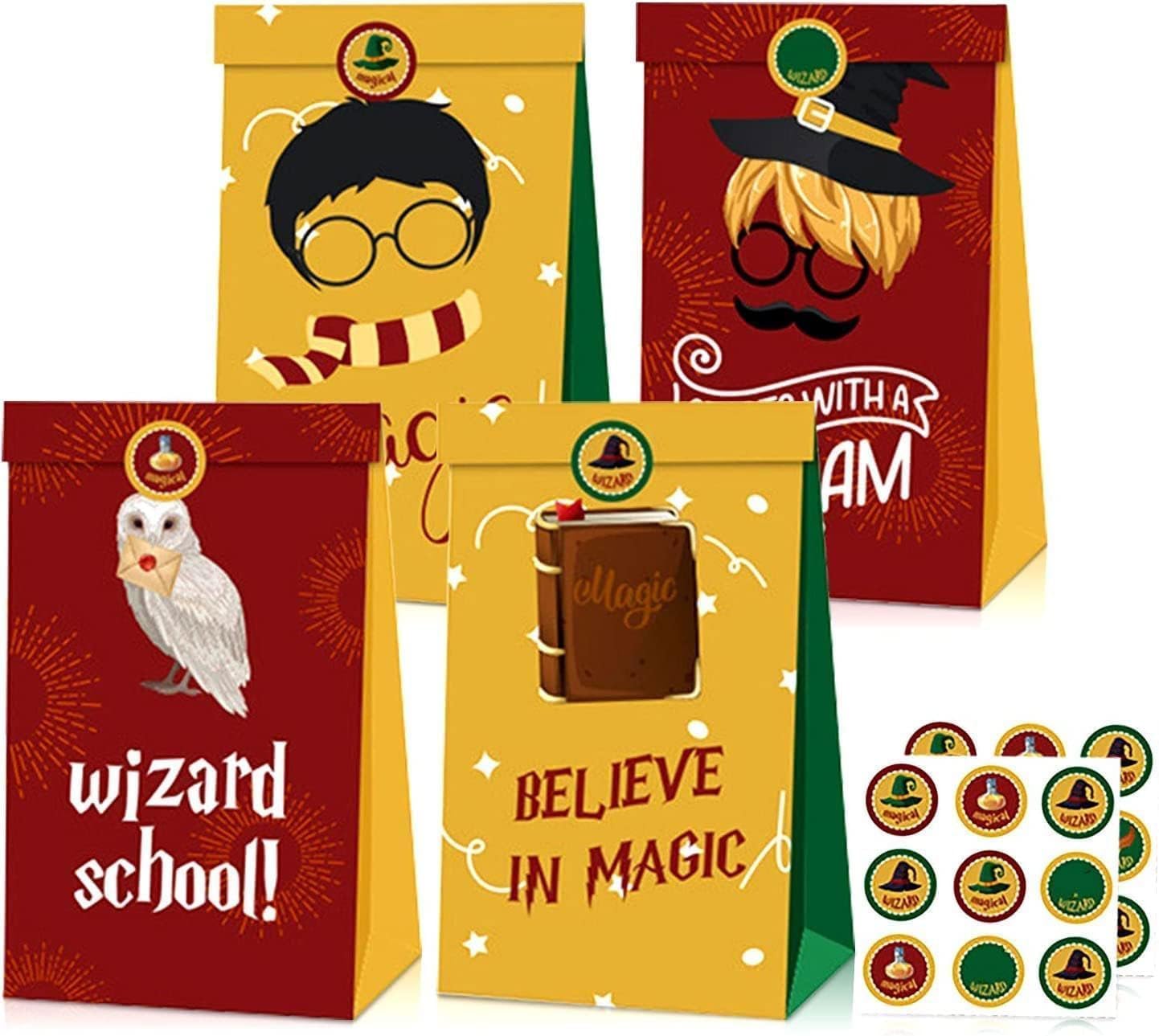 GOTFUN 12 Pcs Magical Wizard Party Gift Bags, Magic Book Gift Paper Bag ...