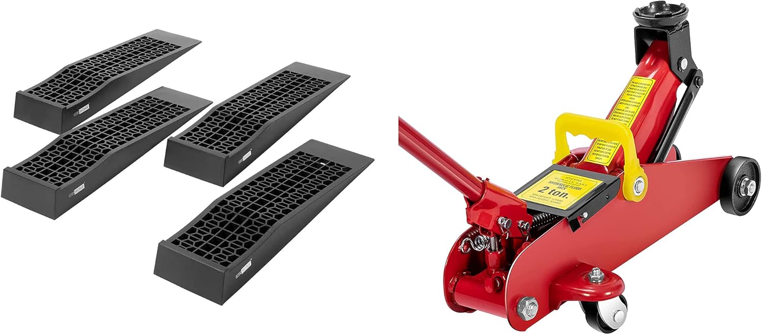 Amazon.com: VIVOHOME 4 Pcs Car Service Ramp with Hydraulic Low Profile ...