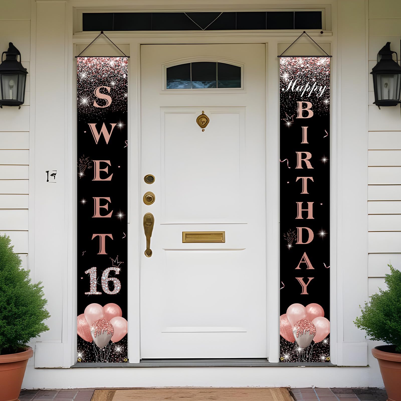 Amazon.com: Sweet 16 Birthday Banner, Happy 16th Birthday Banner, Rose ...