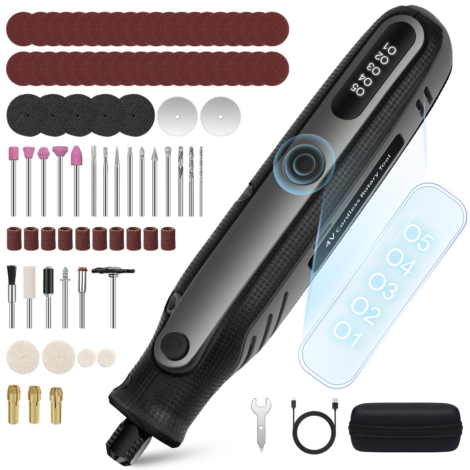 Snapklik.com : SCHTUMPA Cordless Rotary Tool, 4V Type-C Charging 5 ...