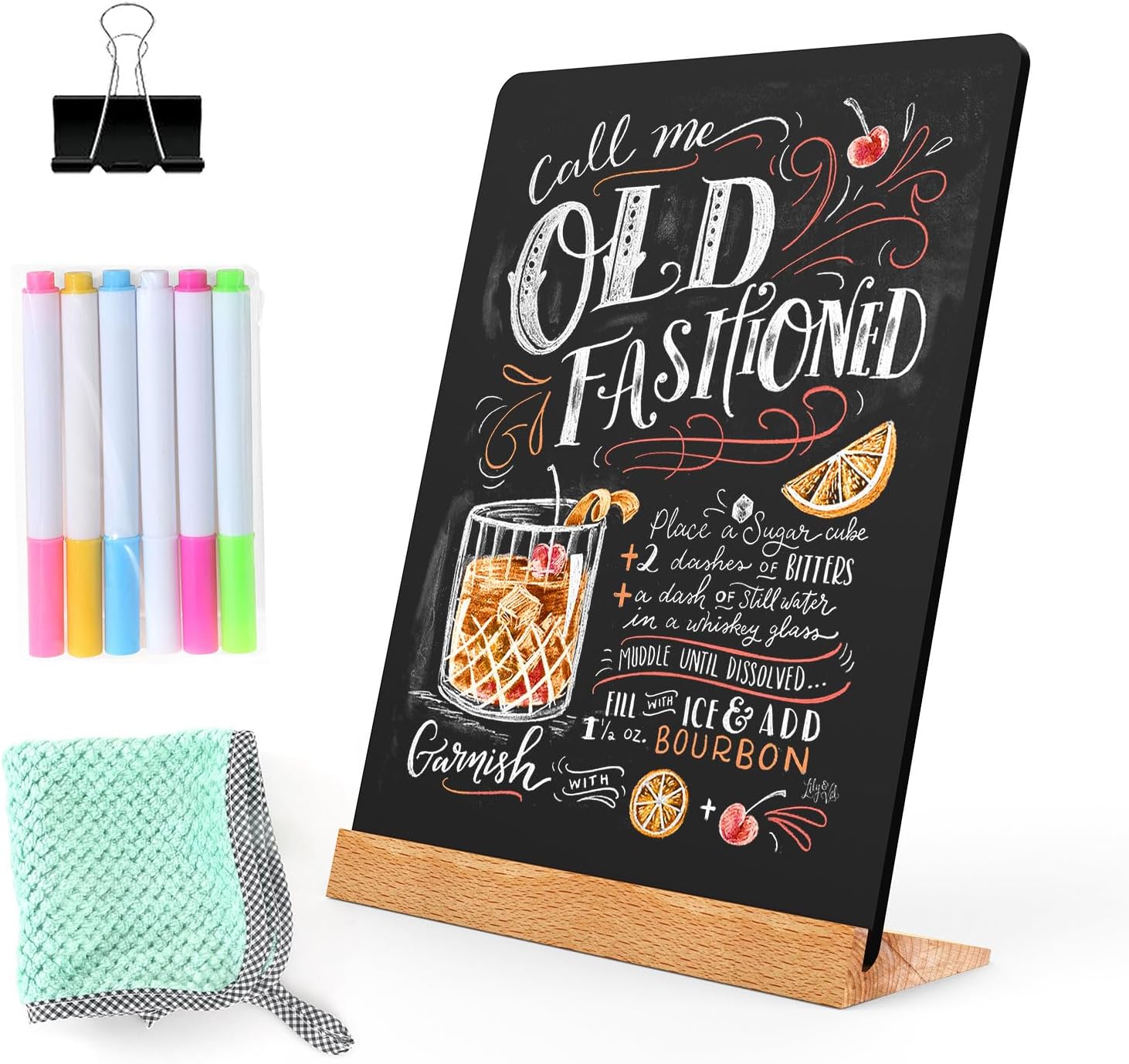 Amazon.com : NEWSHOW 8.7x12 Inch Tabletop Chalkboard with Wood Holder ...