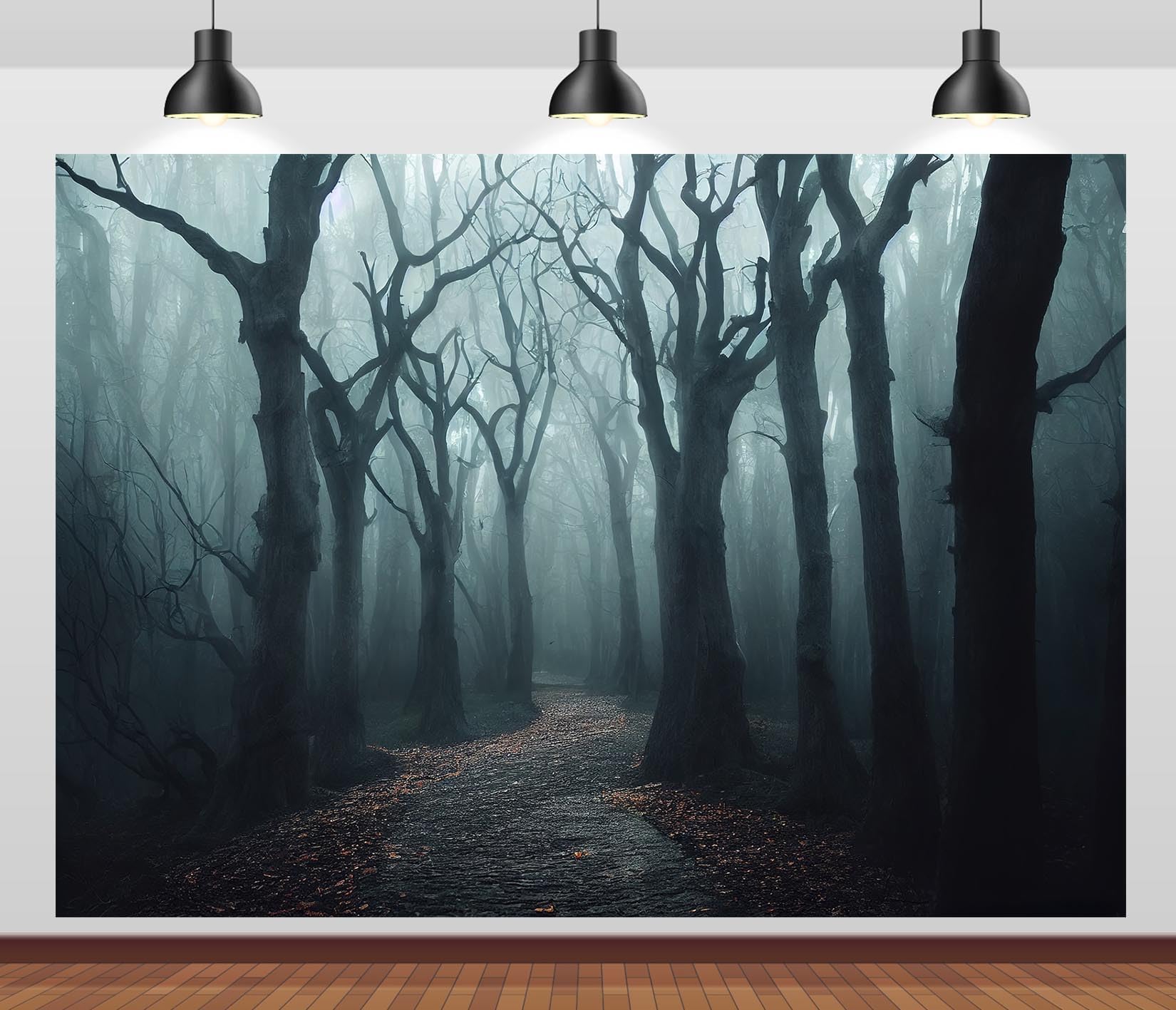 Amazon.com : CORFOTO Haunted Mist Forest Backdrop 7x5ft Fabric Creepy ...