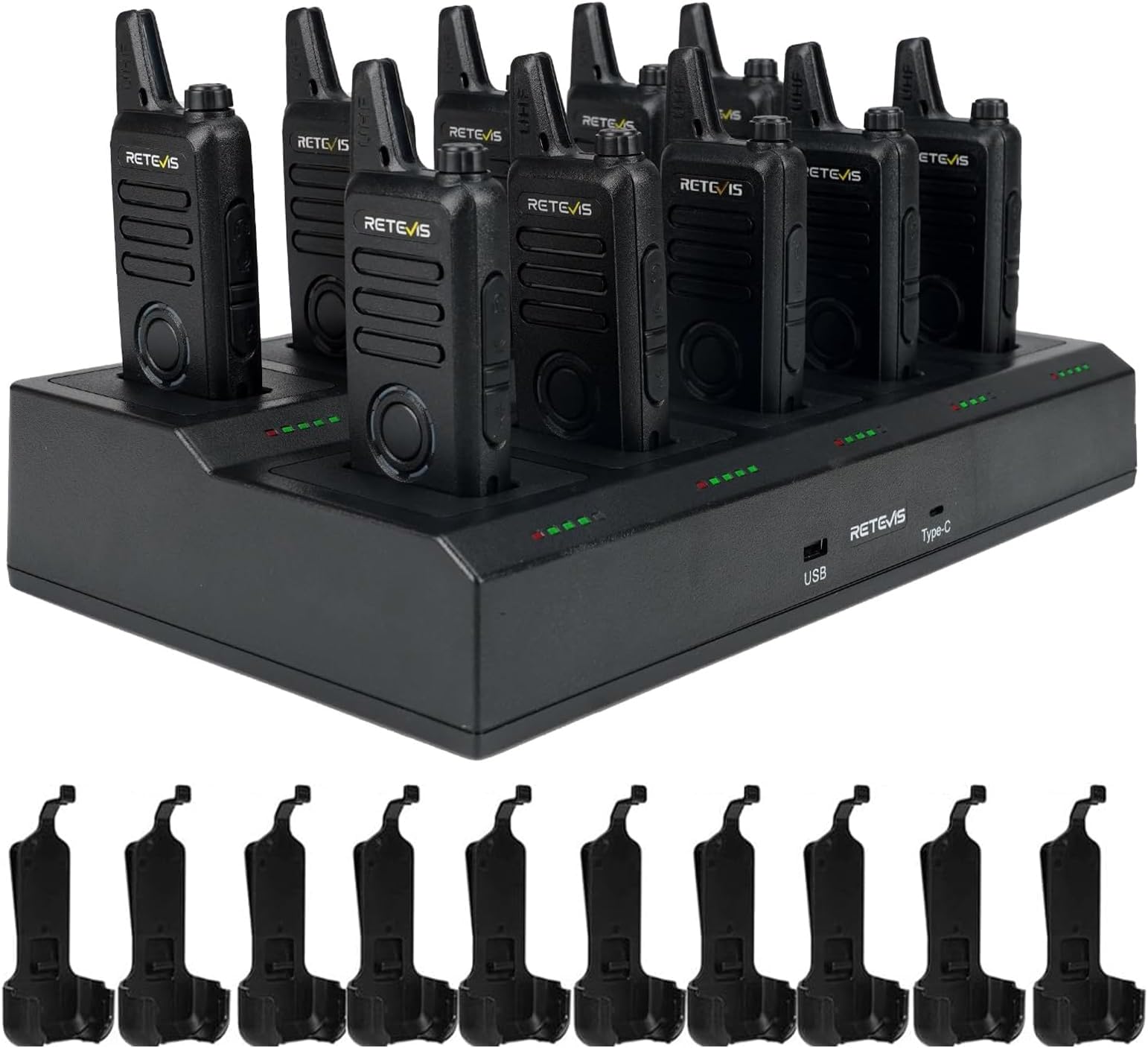 Amazon.com: Retevis RT22S Walkie Talkies(10Pack) Bundle with Belt Clip ...