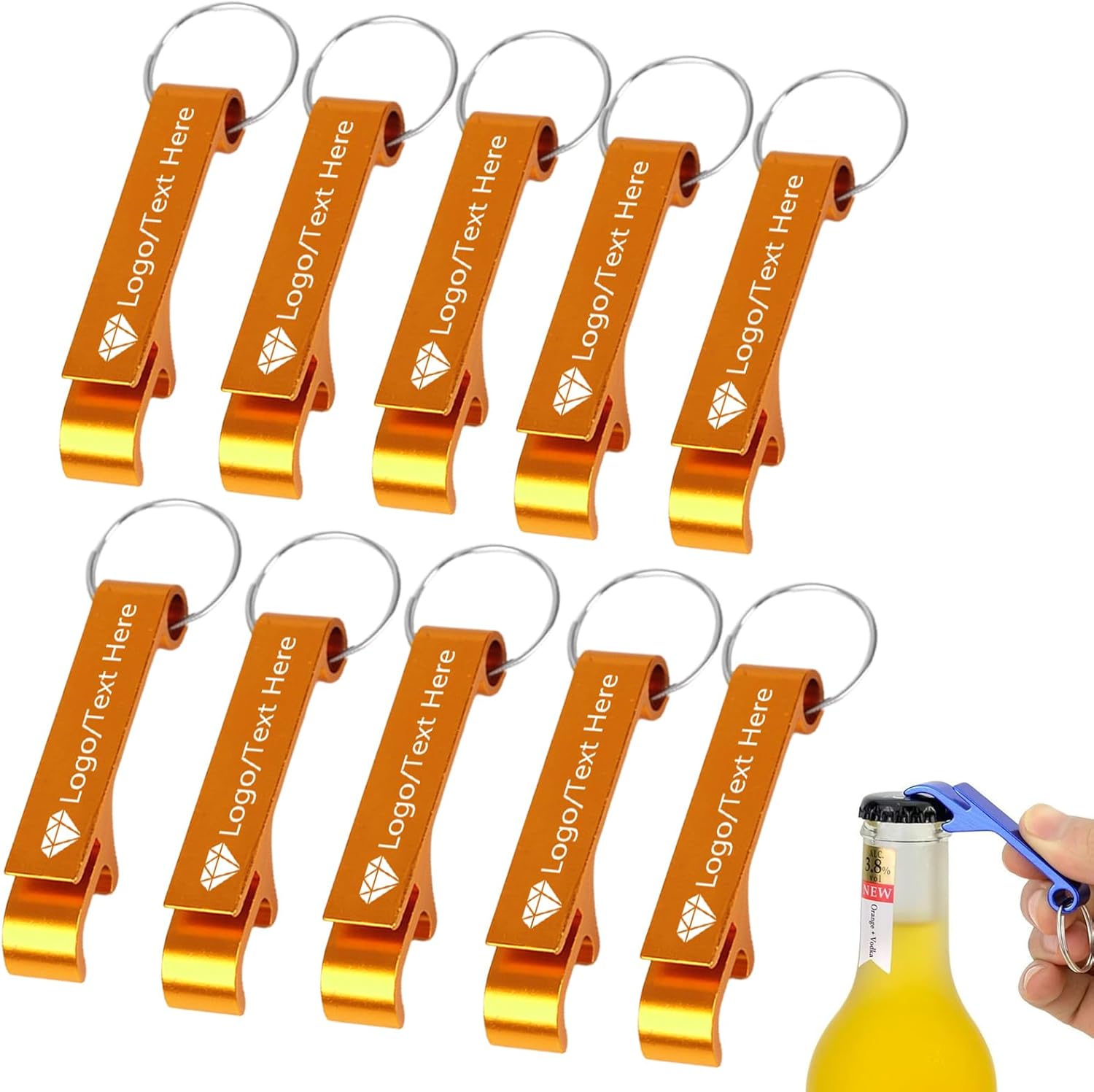 Amazon.com: 10Pcs Personalized Bottle Opener Keychain Custom Engraved ...