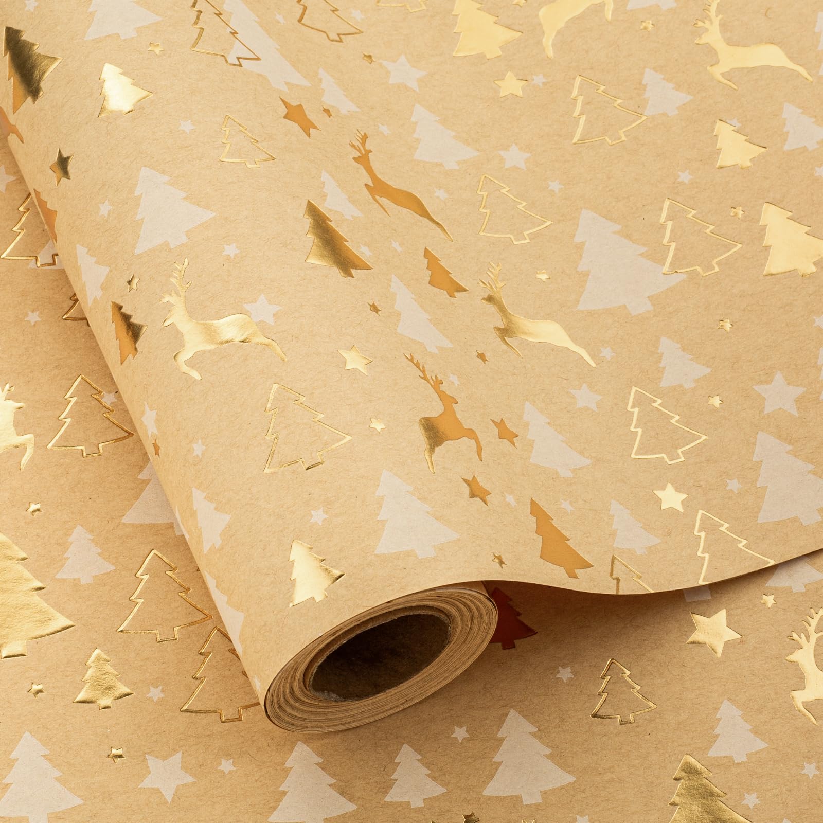 Amazon.com: Garbendy Kraft Christmas Wrapping Paper Roll-17inch x 32 ...