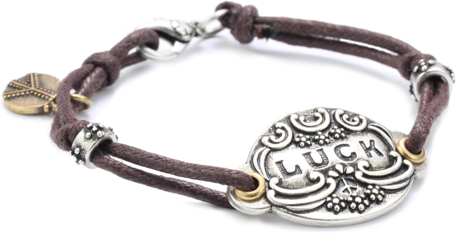 Amazon.com: Lucky Brand Silver-Tone Brown Leather Bracelet: Lucky Brand ...