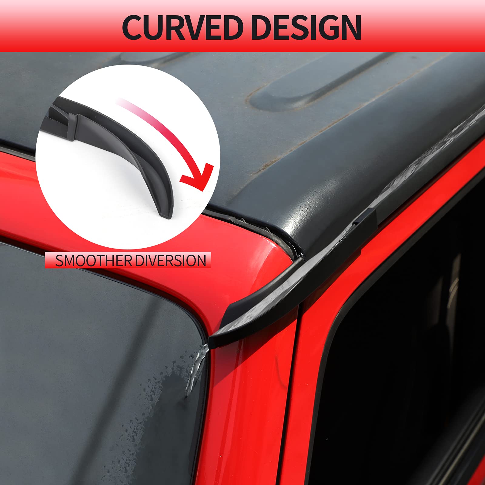 Rain Gutter Diverter Car Top Roof Water Rain Gutter Extensions For Jeep ...