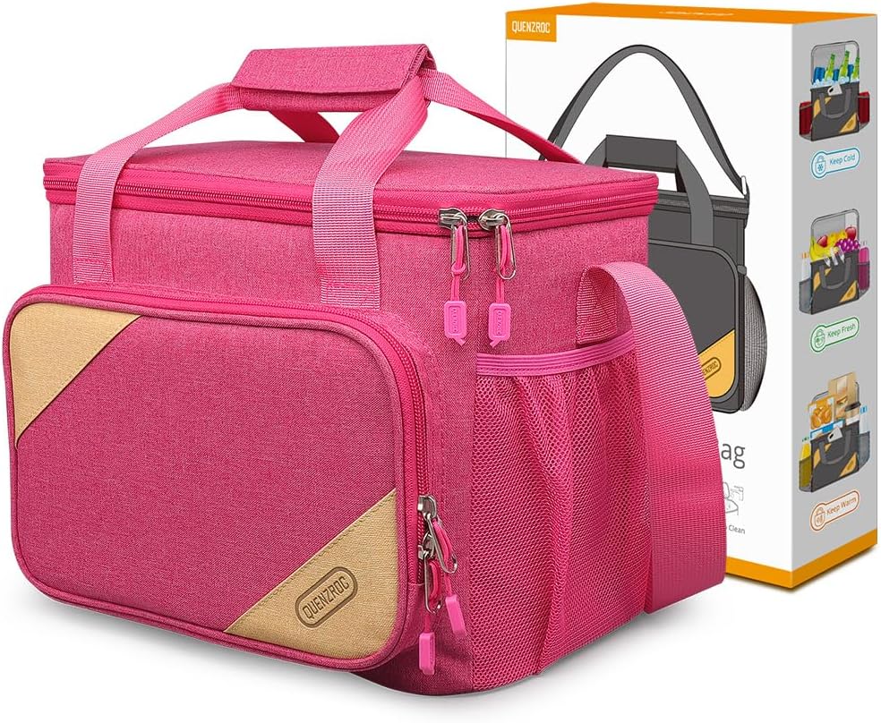 Amazon.com: QUENZROC Pink Lunch Bag for Women, Insulated Cooler Bag for ...