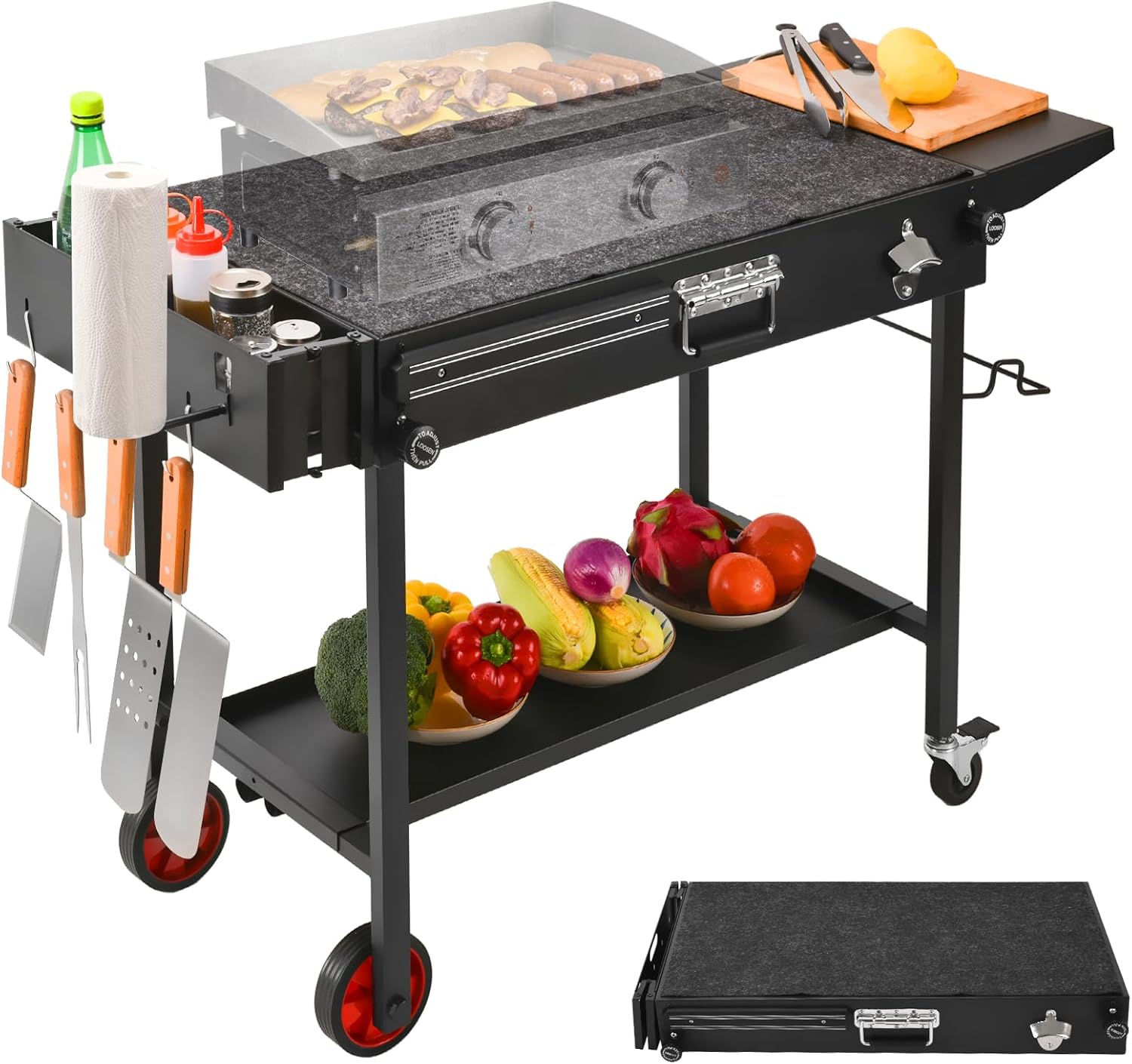Bbcuepro Outdoor Grill Table Portable Griddle Stand - Universal Folding ...