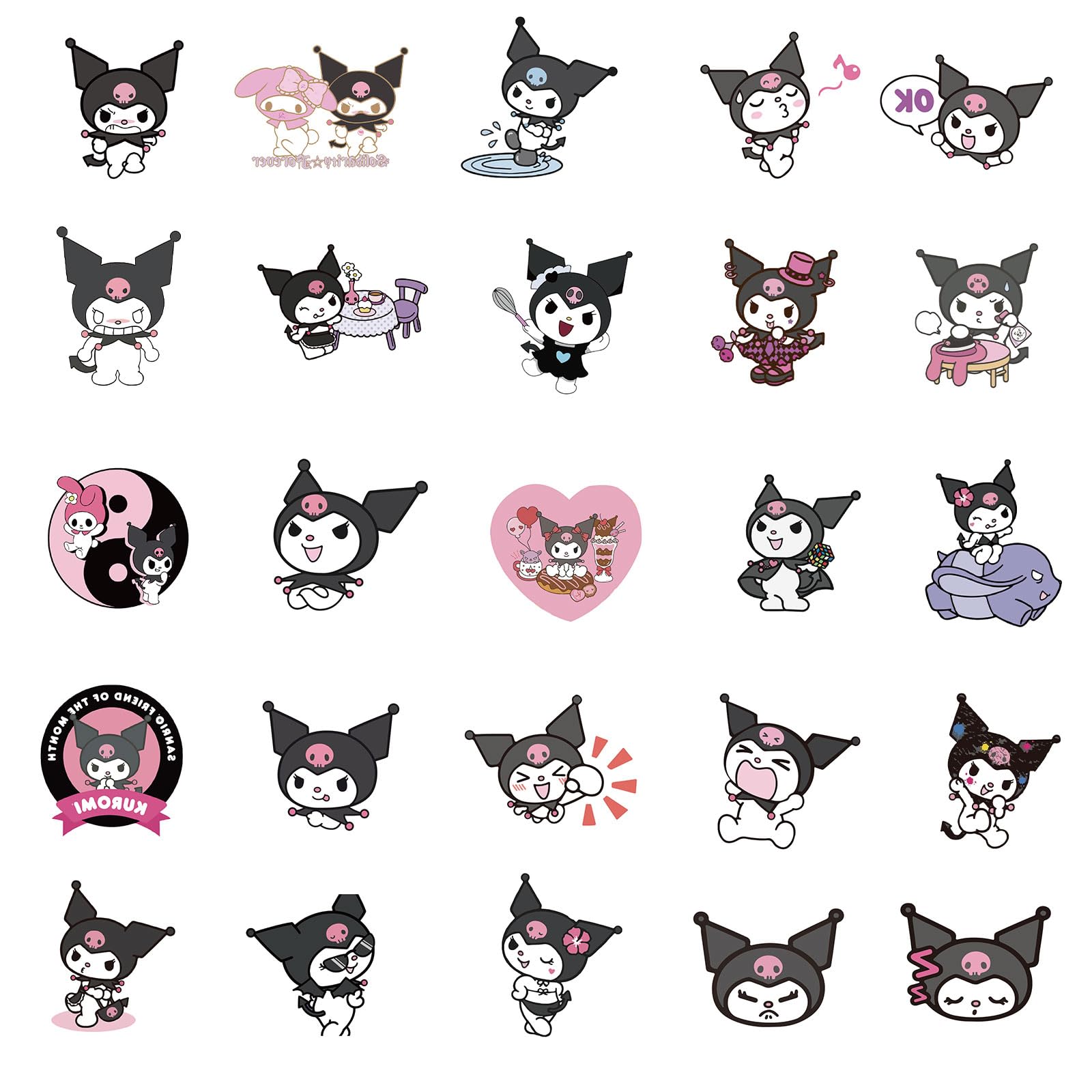 Snapklik.com : 100pcs Kuro Cat Stickers Pack Cute Kawaii Stickers For ...