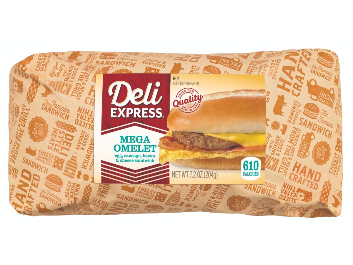 Amazon.com: Deli Express Mega Deli Hot To Go Omelet Sandwich, 6.7 Ounce ...