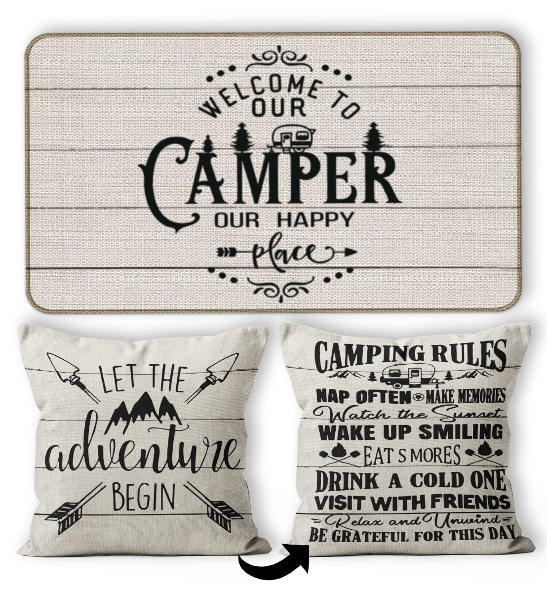Amazon.com: M-Qizi Happy Camper Decor Set - RV Gifts, 2 Pieces 1 Non ...