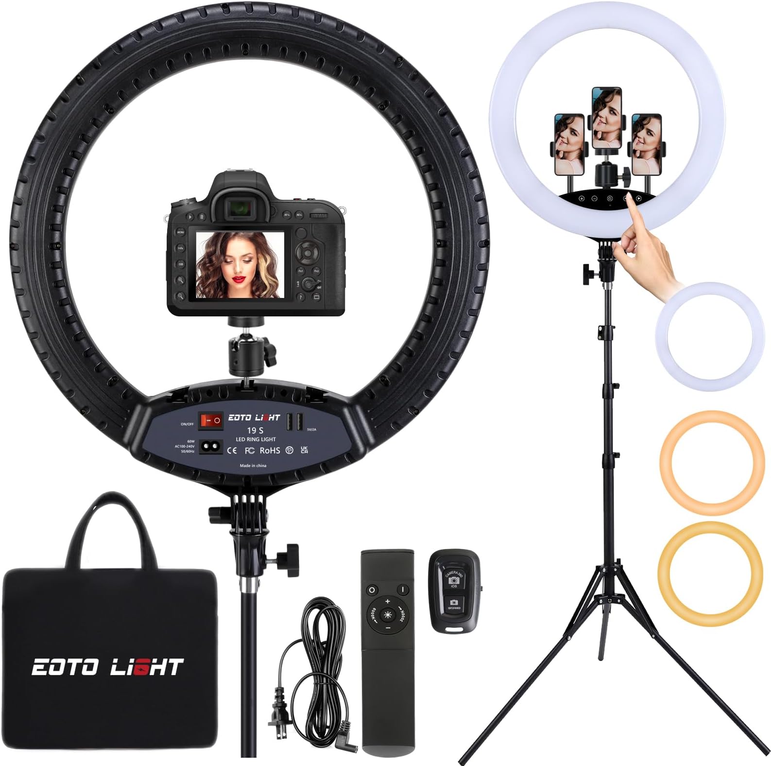 Amazon.com : EOTO LIGHT 19 inch LED Ring Light with Tripod Stand, Ring ...