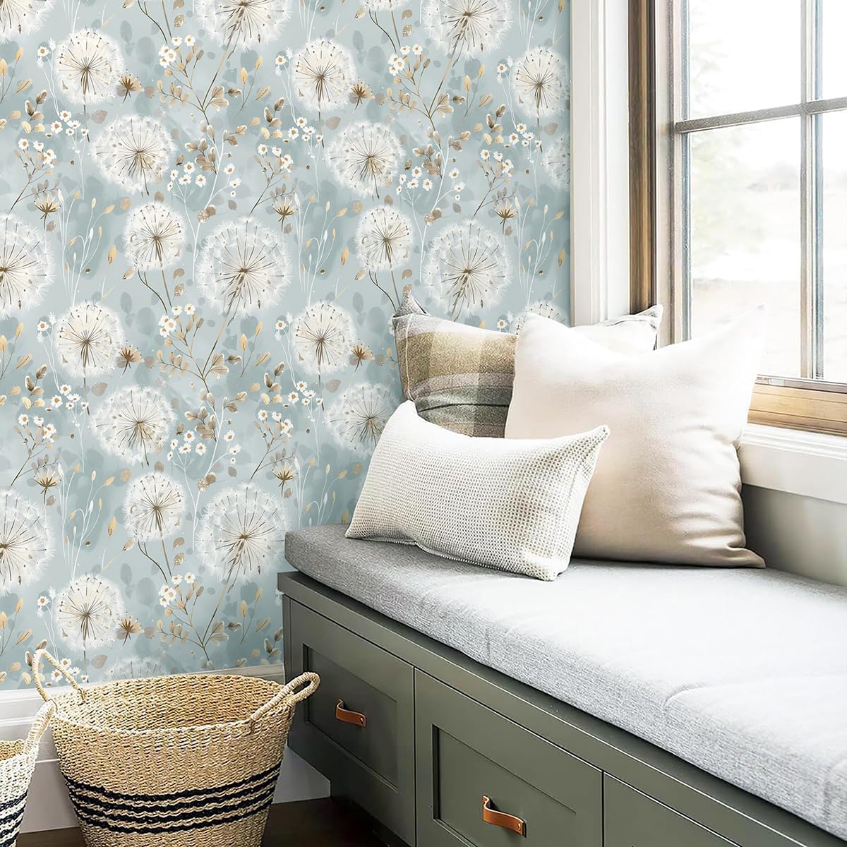 Dandelion Pattern Wallpaper Dandelion Flowers Wallpaper | Custom Color