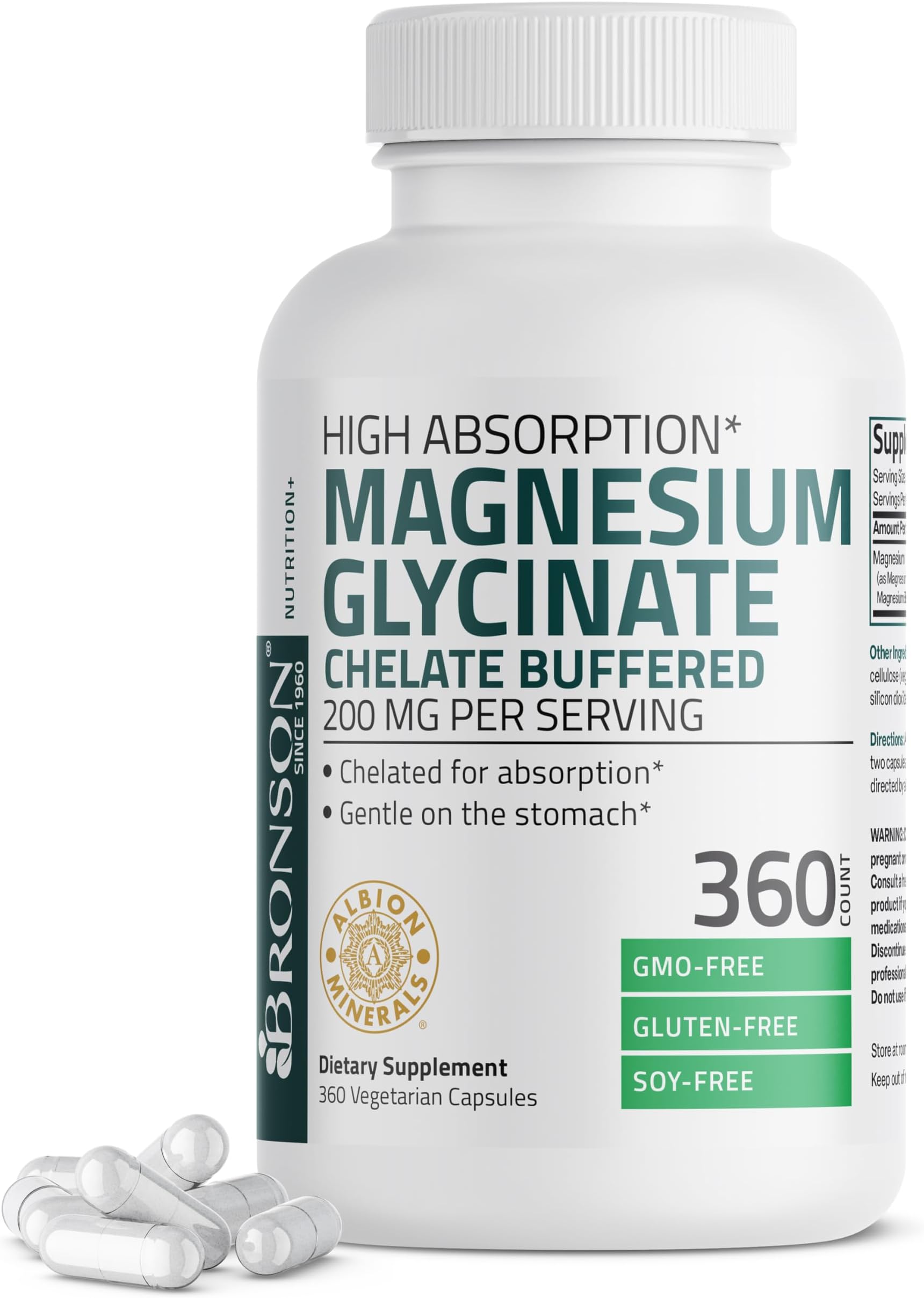 Amazon.com: Bronson Magnesium Glycinate 200 MG per Serving Chelated for ...