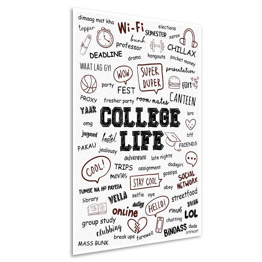 ArtinKart- College Life, Hostel Wall Art, Hostel Room Poster, PG Room ...