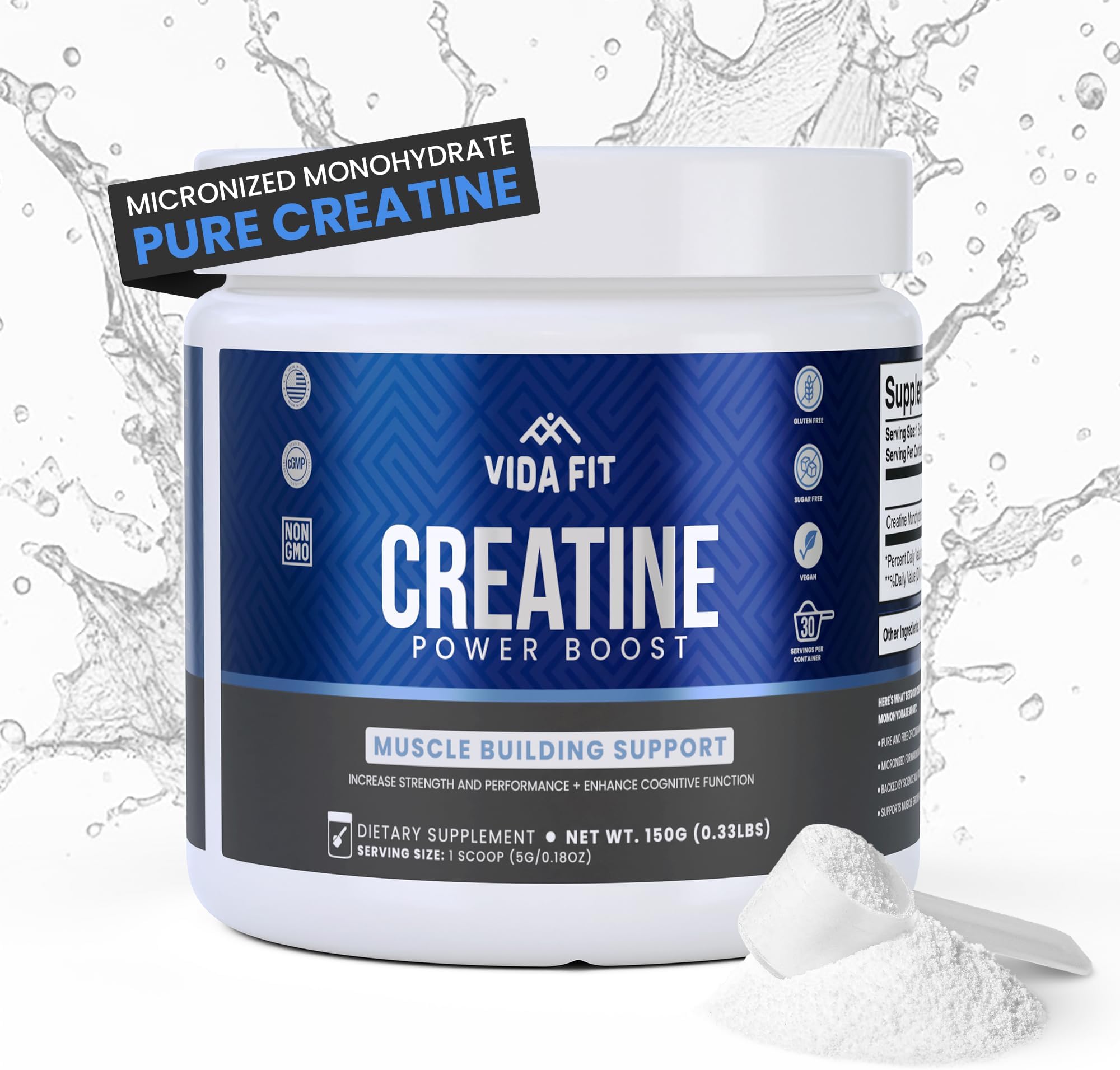 Amazon.com: Vida Fit Micronized Creatine Monohydrate Powder 150g Vegan ...