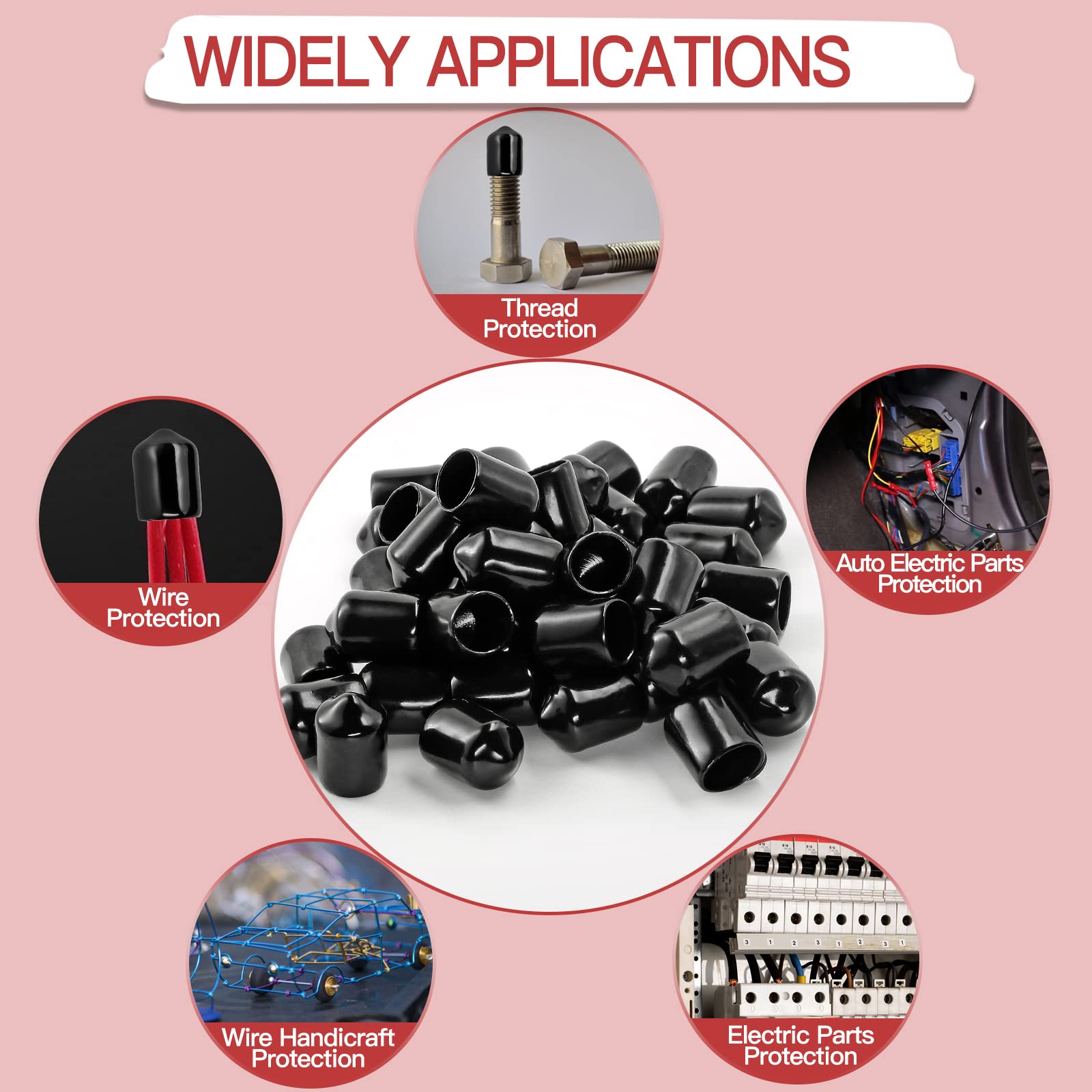 Snapklik.com : Jamiikury 60PCS Rubber End Caps 9.5mm ID Vinyl Flexible ...