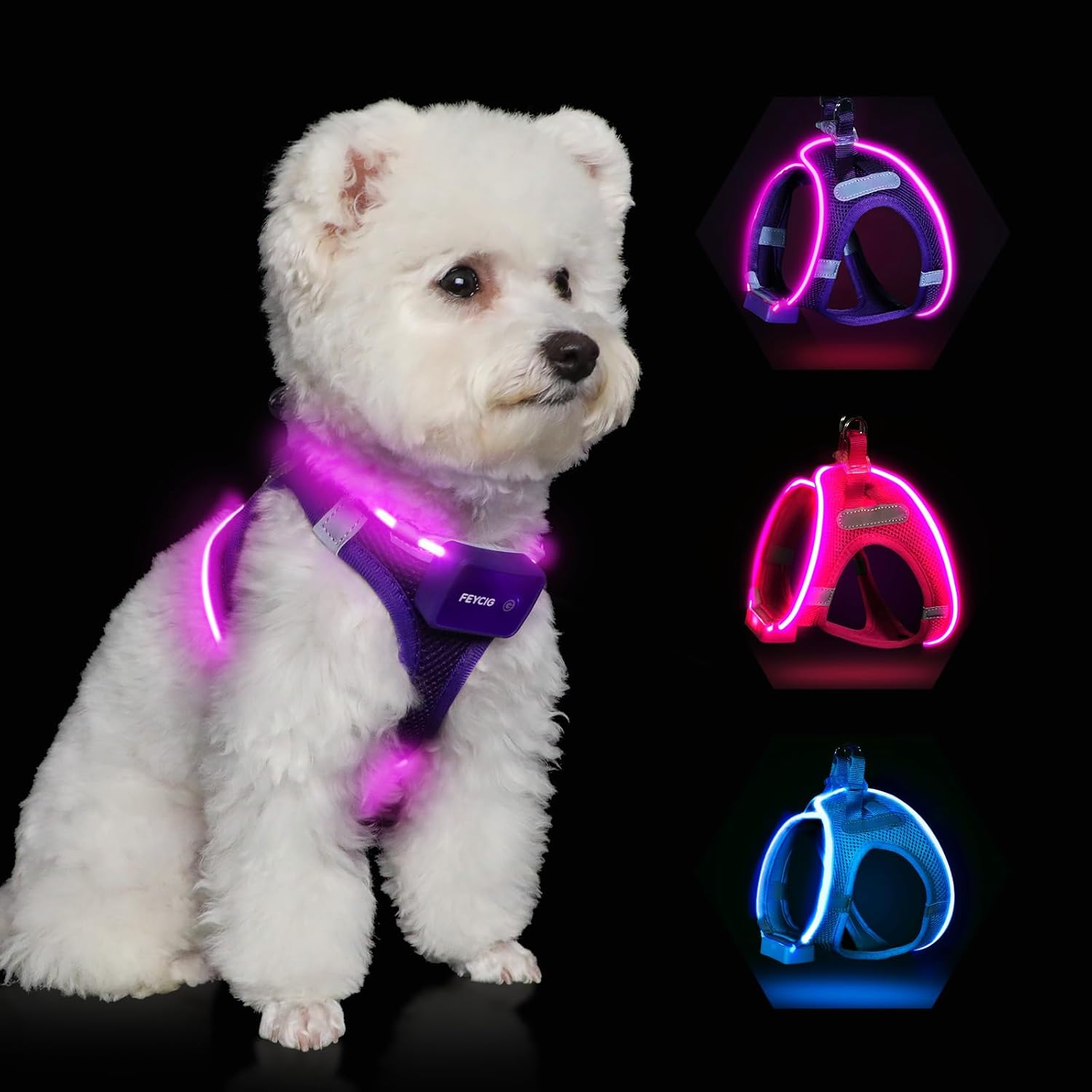 Amazon.com : Light Up Dog Harness,Rechargeable LED Dog Harness for ...