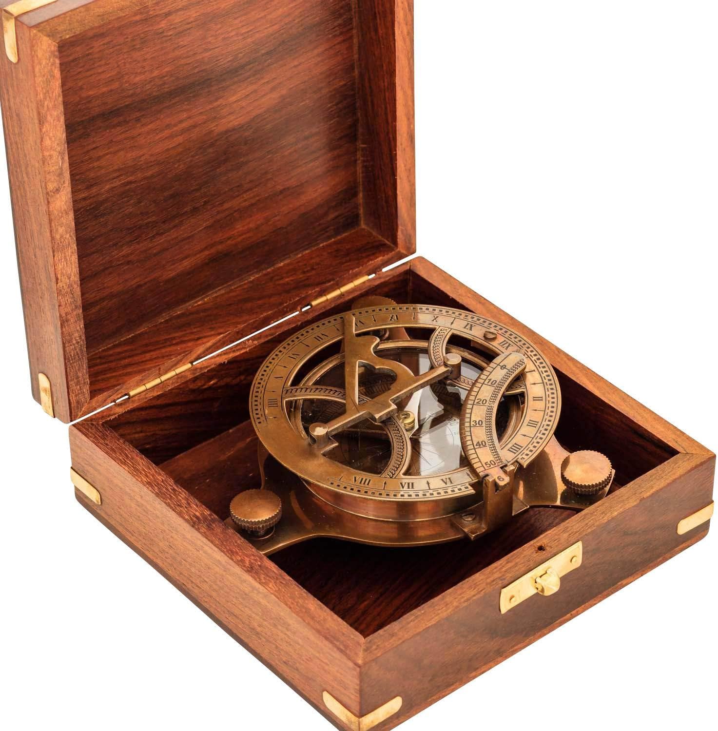 Bussola Compasso Ottone Orologio Solare Navigazione Stile Antico ...