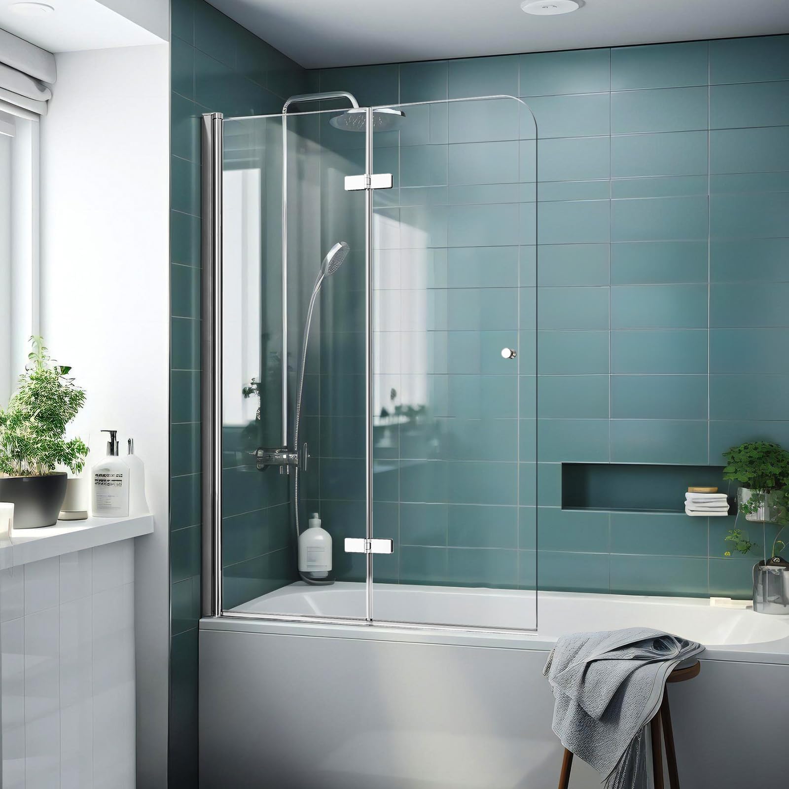 Bathtub Shower Glass Door, Frameless Hinged Tub Shower Glass Door 34 ...