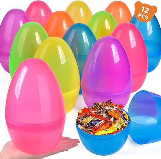 Amazon.com: FUN LITTLE TOYS 12PCS Easter Eggs Fillable Easter Eggs Hunt ...