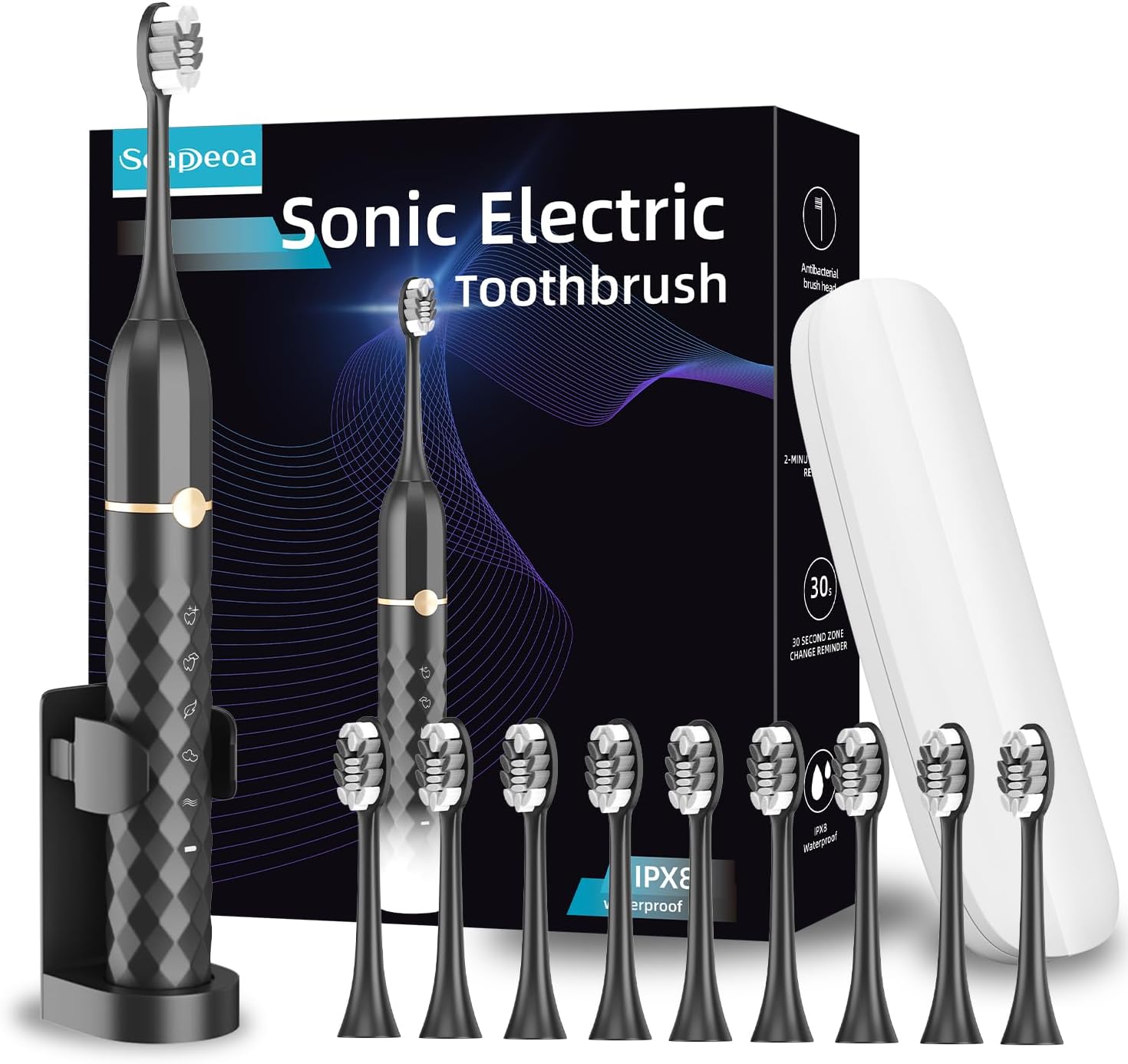 Amazon.com: Electric Toothbrush Set, Equipped with 10 Brush Heads and ...