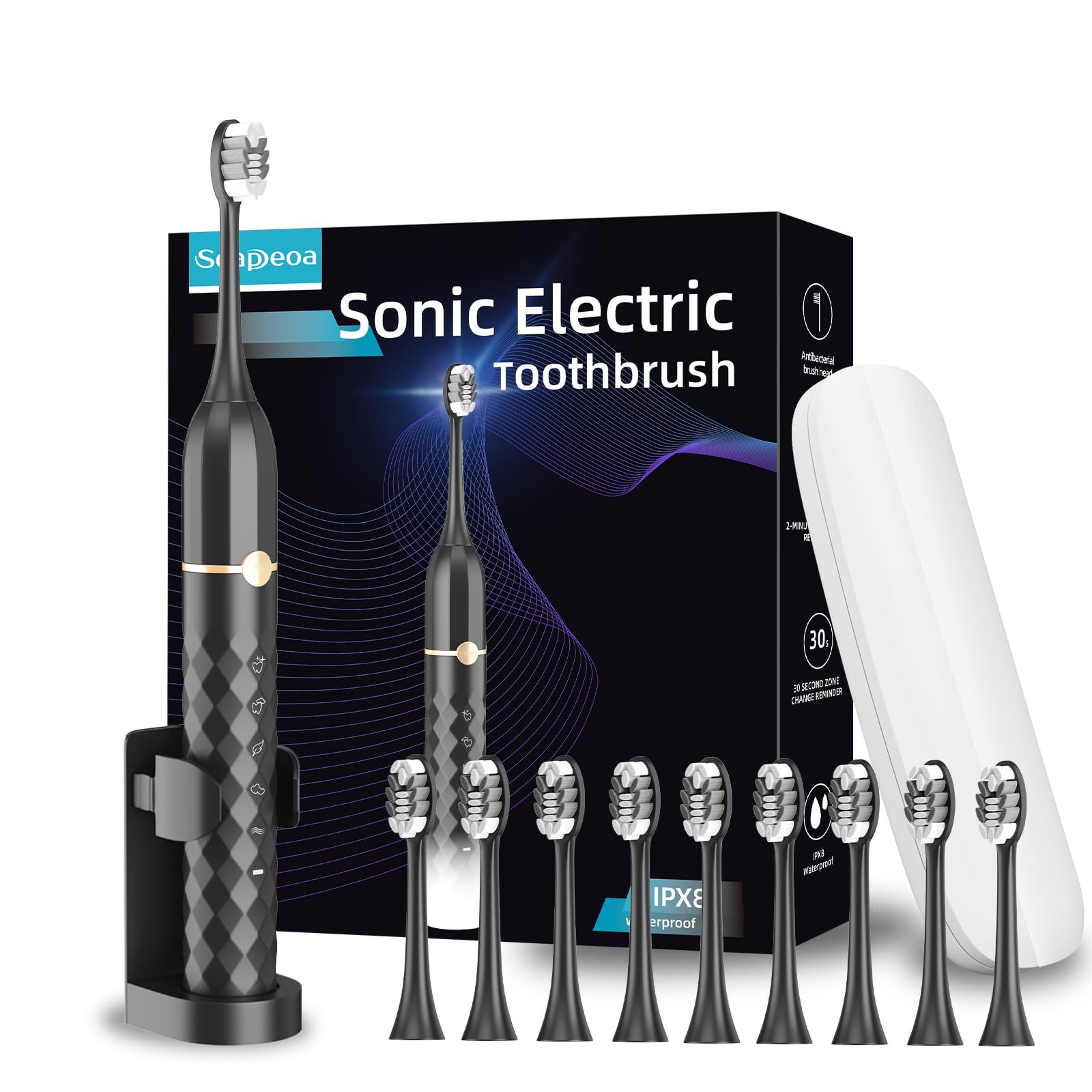Amazon.com: Electric Toothbrush Set, Equipped with 10 Brush Heads and ...