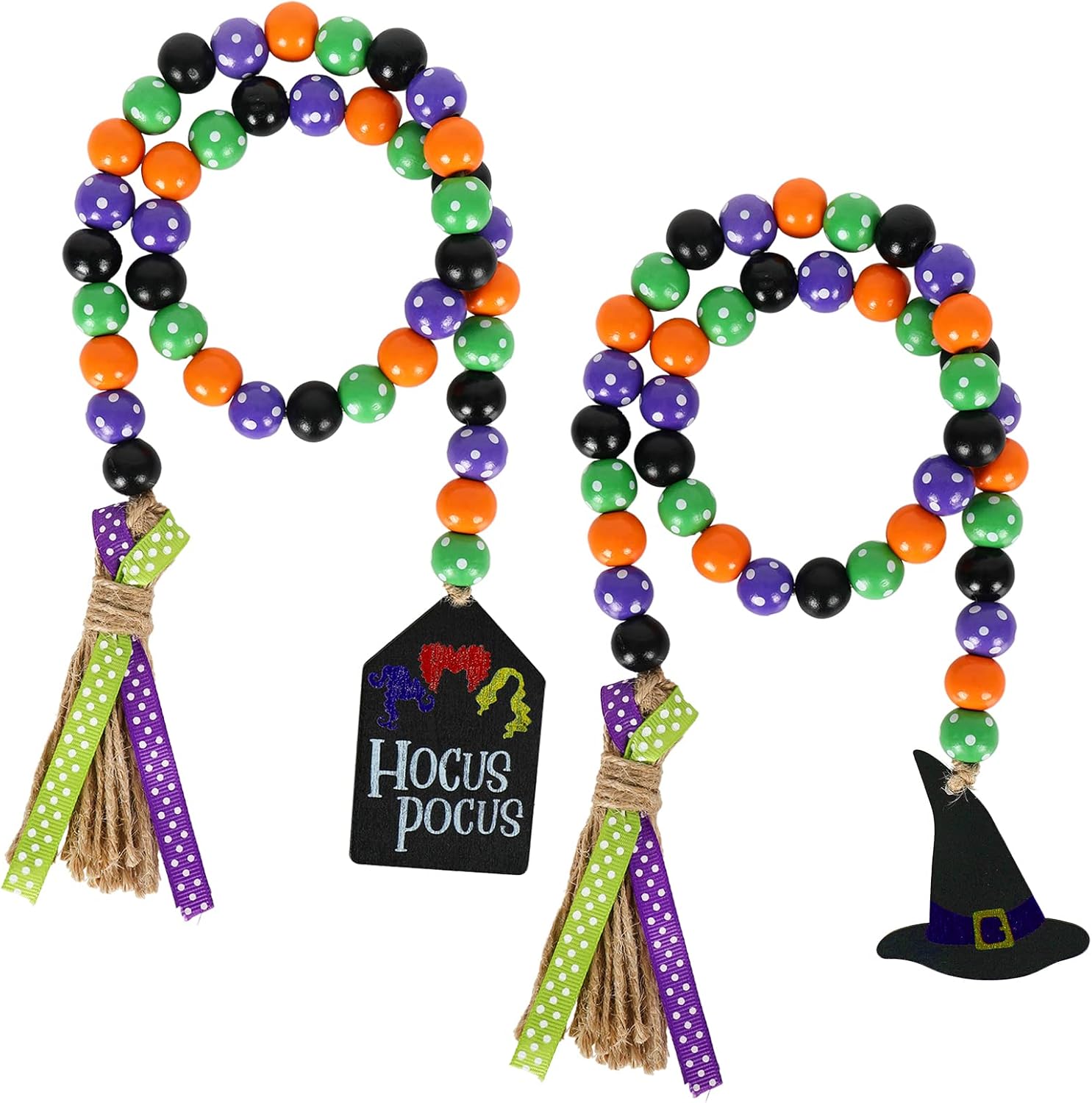 Amazon.com: Whaline 2Pcs Halloween Hocus Pocus Wood Bead Garland with ...