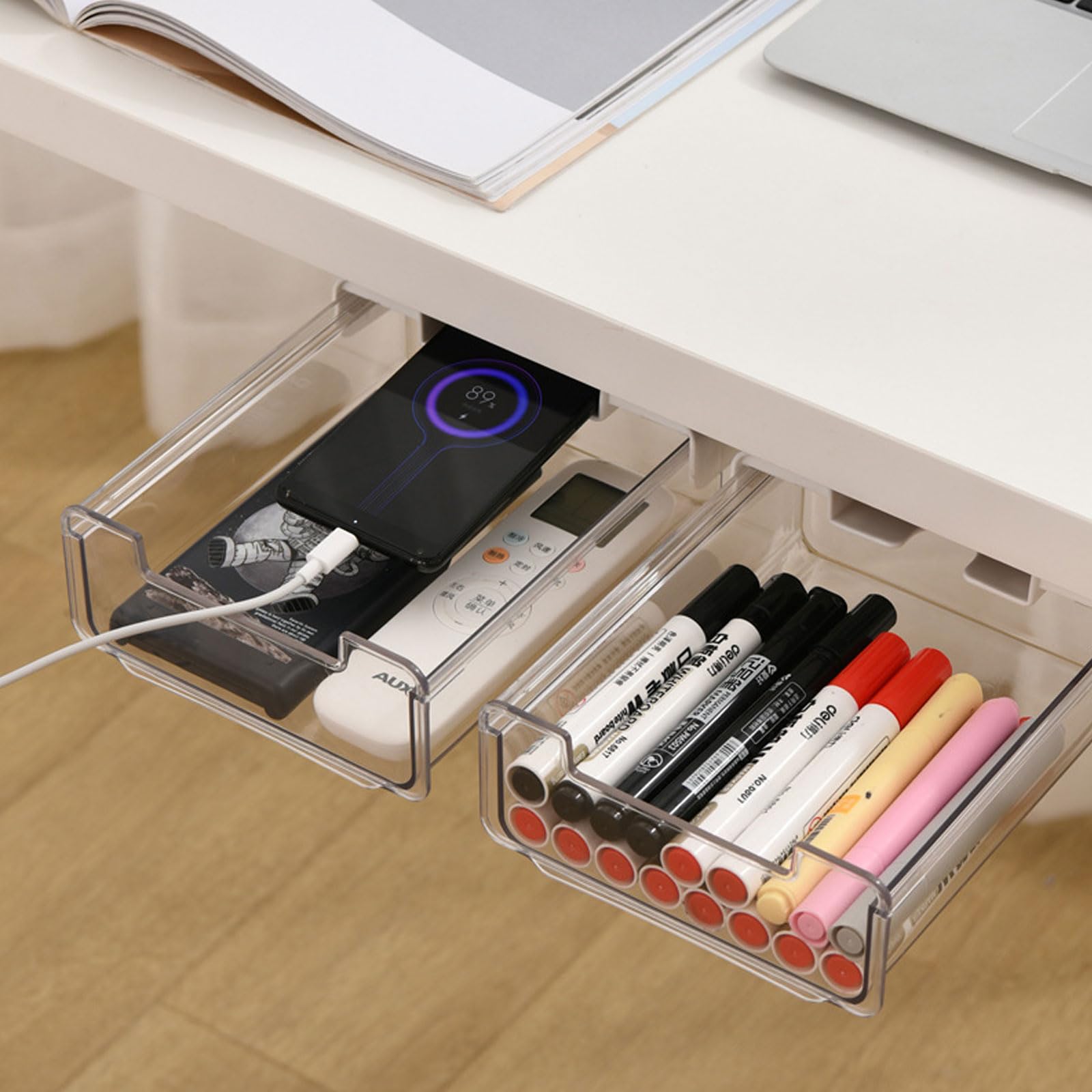Snapklik.com : 5 Pack Under Desk Drawer Slide Out, Self-Adhesive Under ...