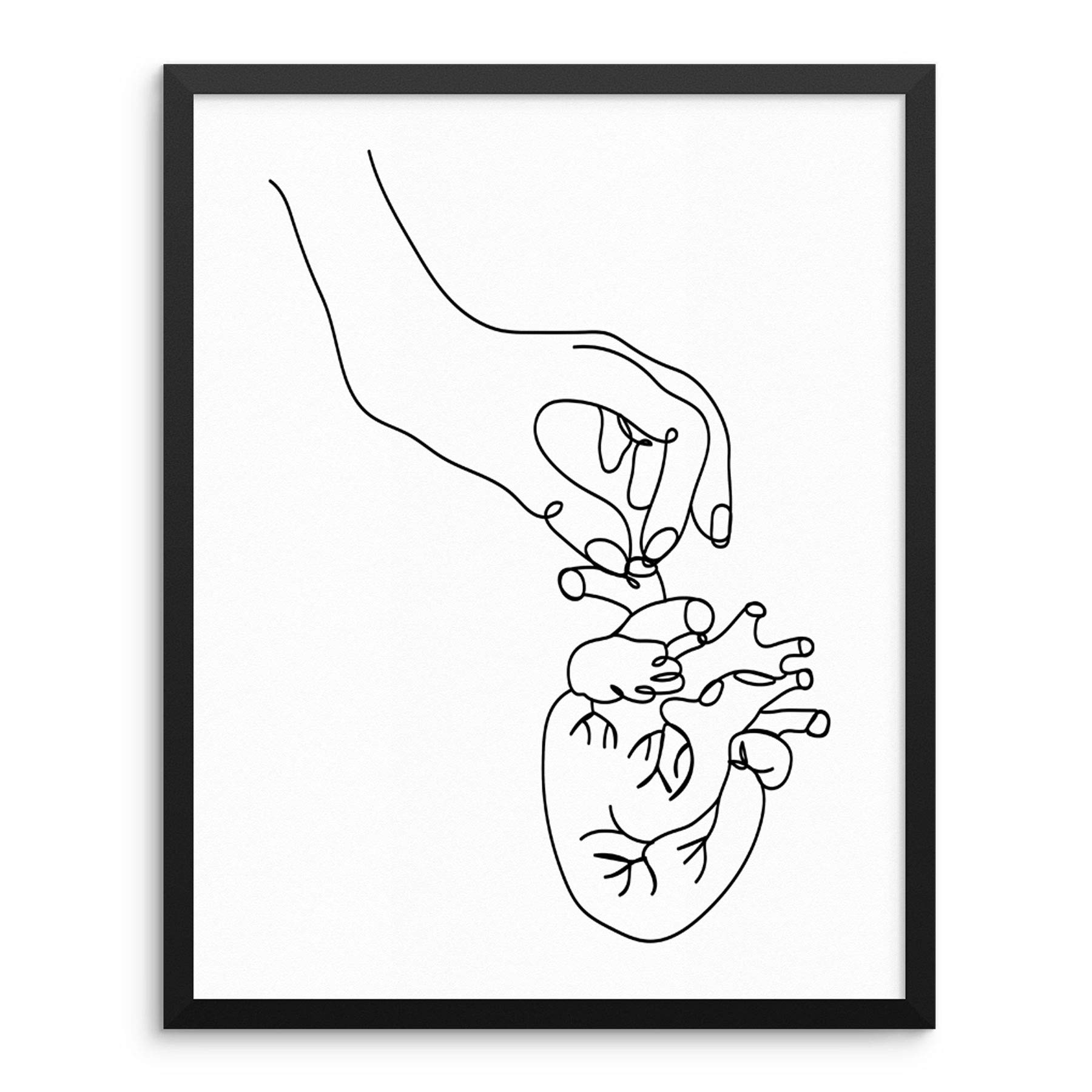 Hand Holding Human Heart Sketch