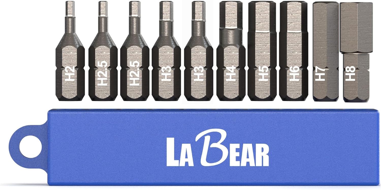 Amazon.com: LABEAR - 10-Piece Hex Head Allen Wrench Screwdriver Bit Set. S2 Steel 1" Metric ...