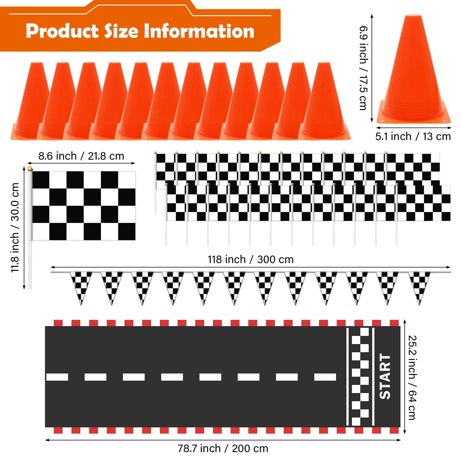 Snapklik.com : 38 Pcs Checkered Flag Party Supplies, Race Car Party ...