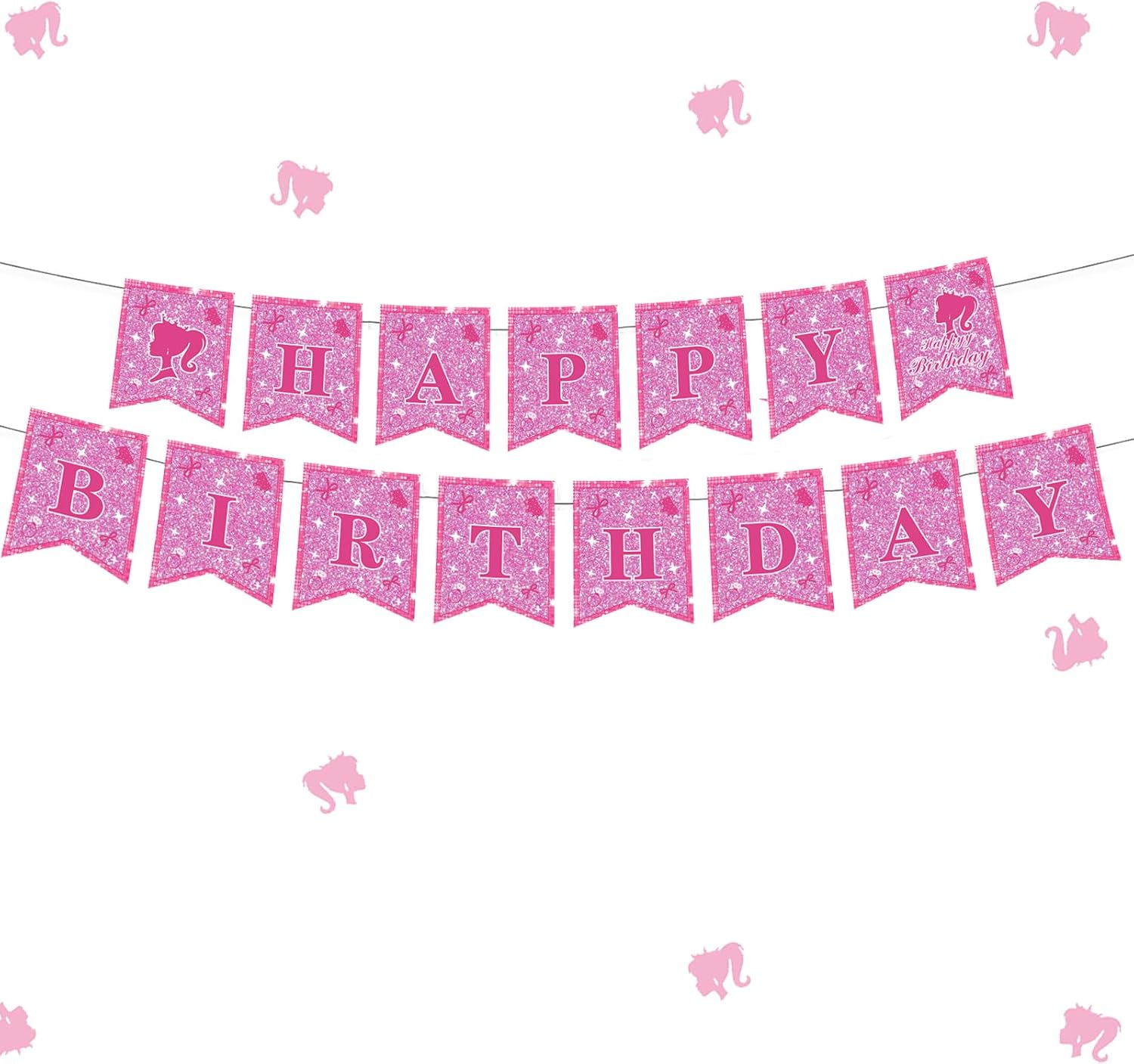 15Pcs Pink Barrbie Party Banners for Girl's Birthday, 15x20cm Paper ...