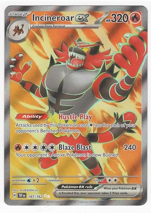Amazon.com: Pokemon – Incineroar ex 187/162 - Temporal Forces – Full ...