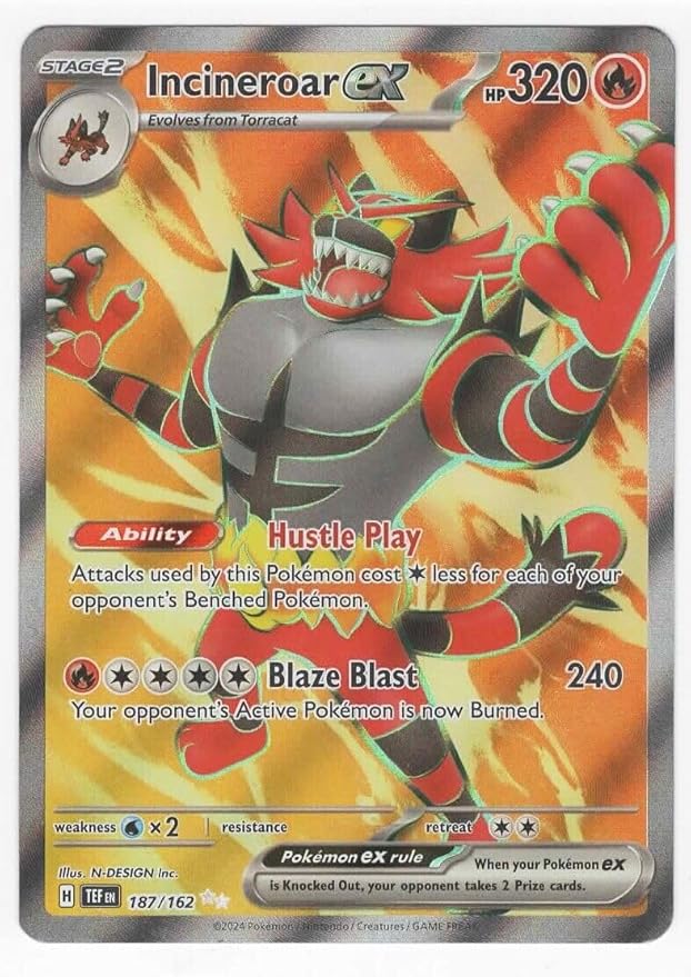 Amazon.com: Pokemon – Incineroar ex 187/162 - Temporal Forces – Full ...