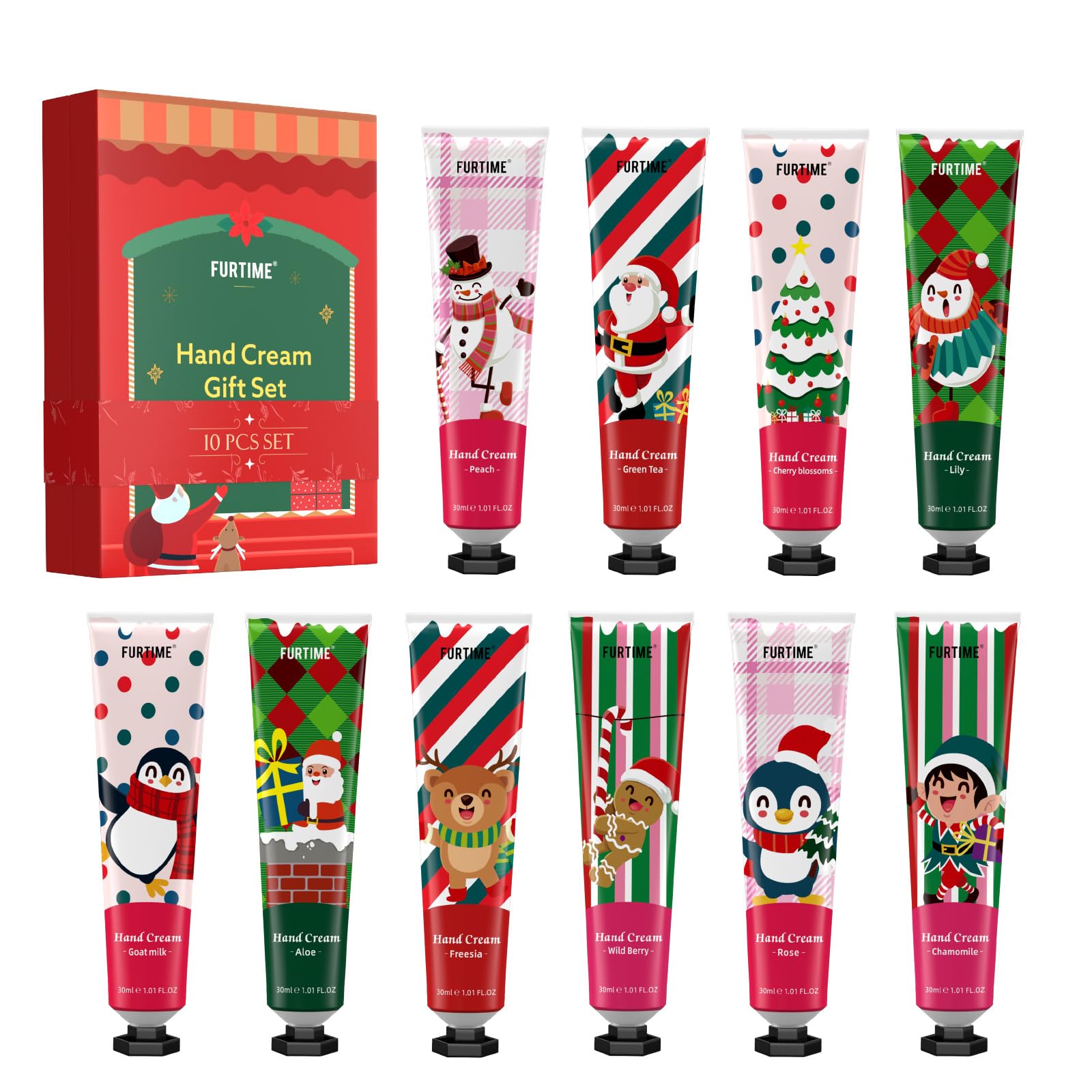 FURTIME Handcreme Mini Hand Cream Set, 10PCS Parfümierte Handcreme für ...
