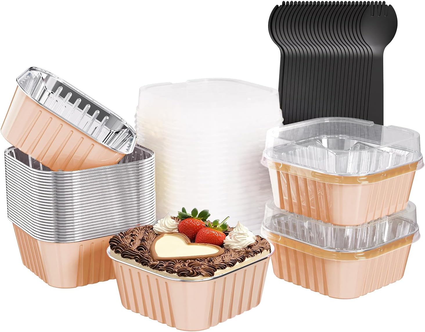 Amazon.com: Ksmxos 25 Pack Square Mini Cake Pans with Lids,Mini Loaf ...