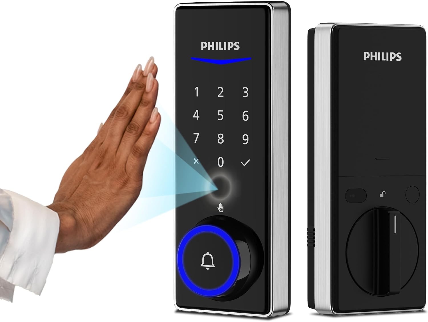 Philips Palm Recognition Wi-Fi Smart Deadbolt Lock, 2-in-1 Doorbell ...