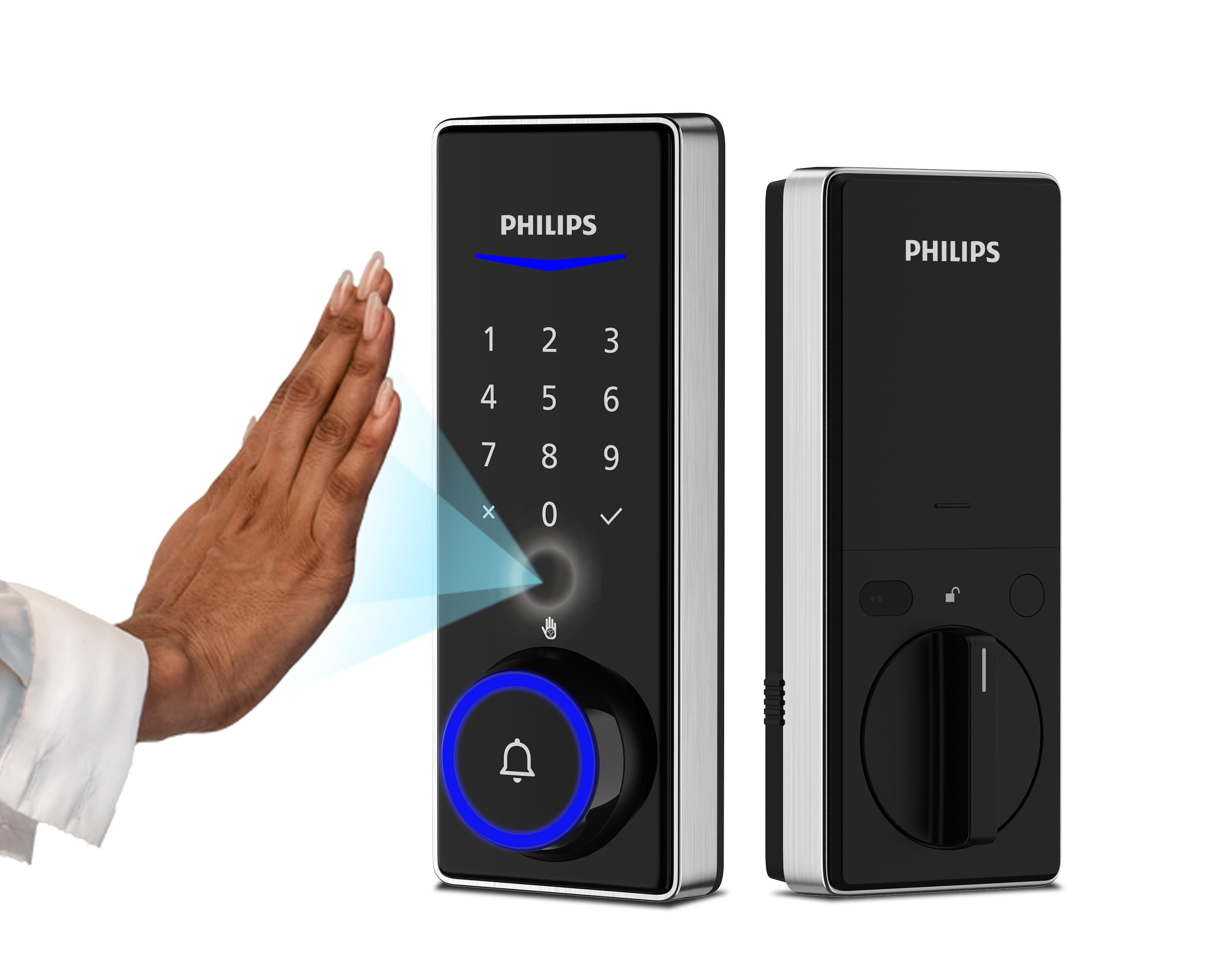 Philips Palm Recognition Wi-Fi Smart Deadbolt Lock, 2-in-1 Doorbell ...