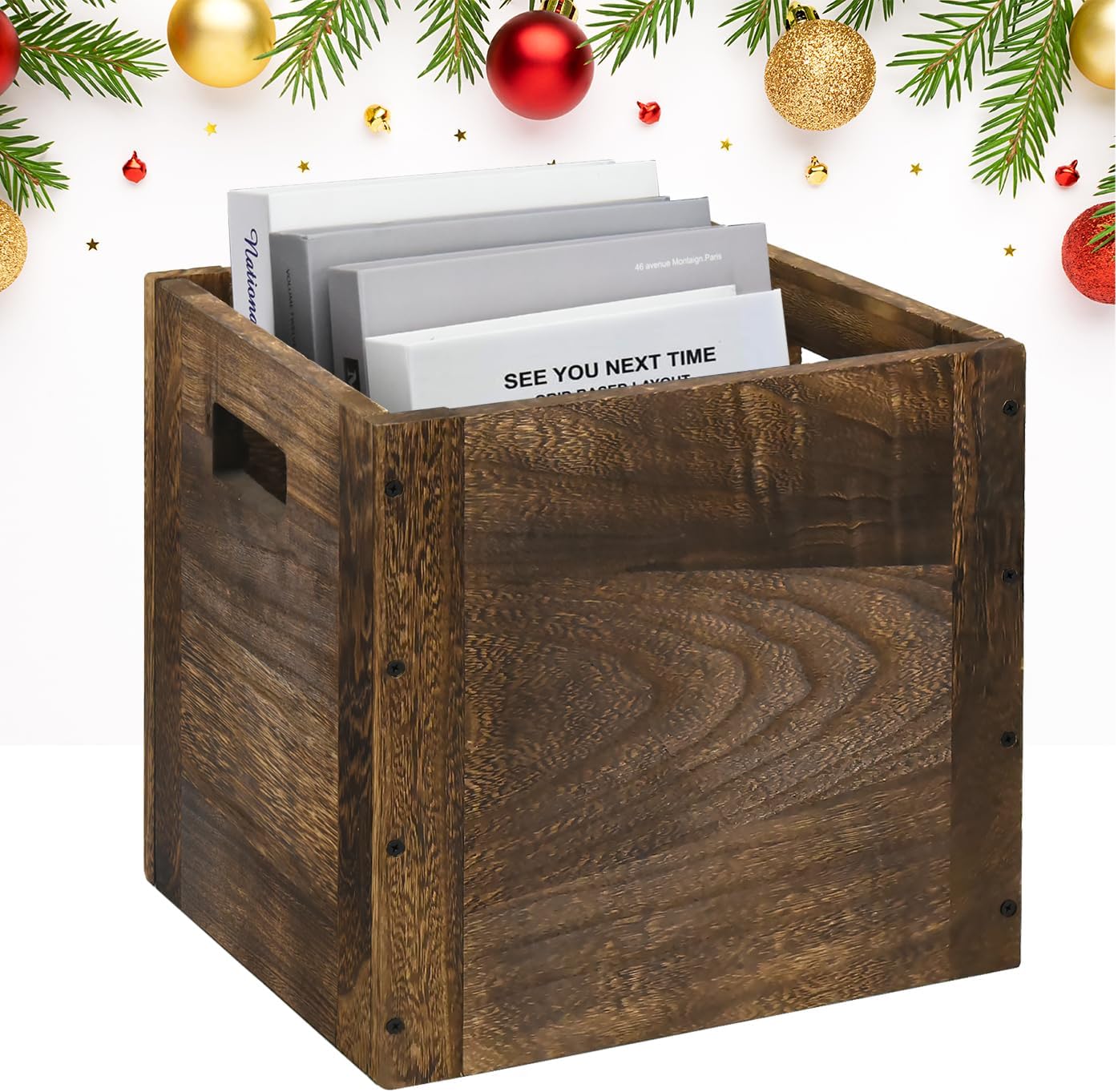 Amazon.com: SOLLASI Wood Decorative Storage Cube Boxes with Handles ...