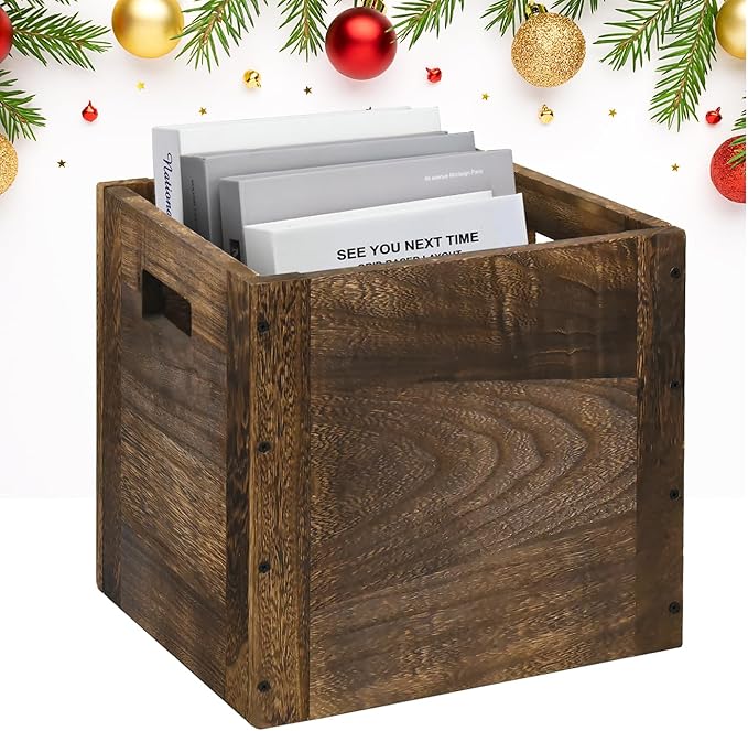 Amazon.com: SOLLASI Wood Decorative Storage Cube Boxes with Handles ...