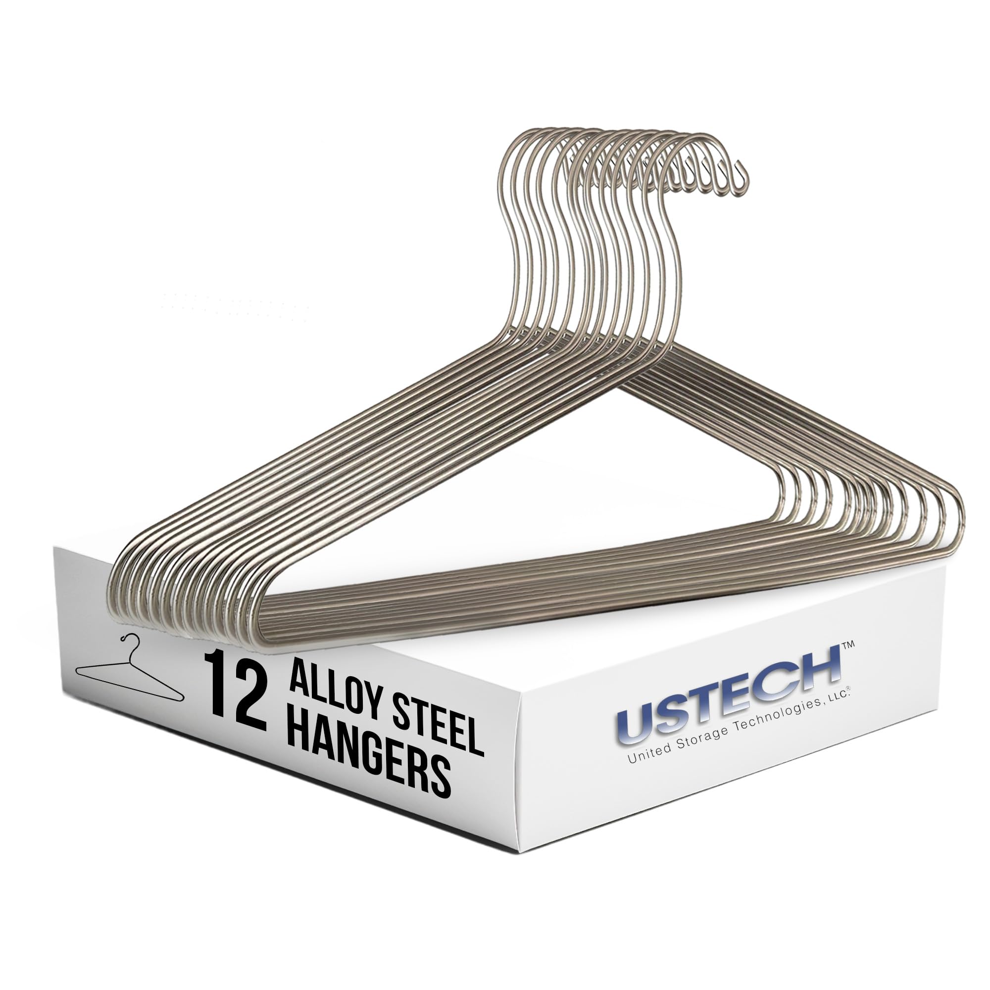 Amazon.com: Heavy Duty Wire Hangers 12 Pack, Stainless Steel Metal ...