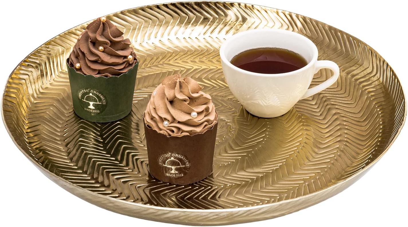 Amazon.com: MyGift 13 Inch Round Deluxe Modern Etched Design Brass Tone ...