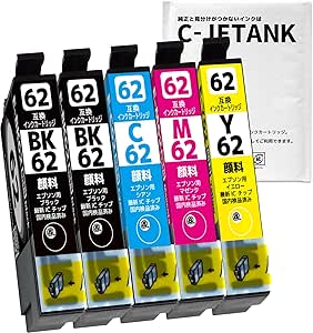 Amazon.co.jp: C-JETANK エプソン用 インクカートリッジ IC4CL62 「 クリップ 」 新互換インク 最新ICチップ QR WEB説明書付き 残量表示あり [インクの ...