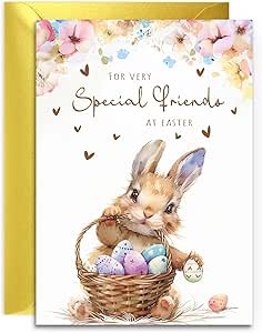 Special Friends Easter Card - Bunny with Easter Eggs Design - A5 Size ...