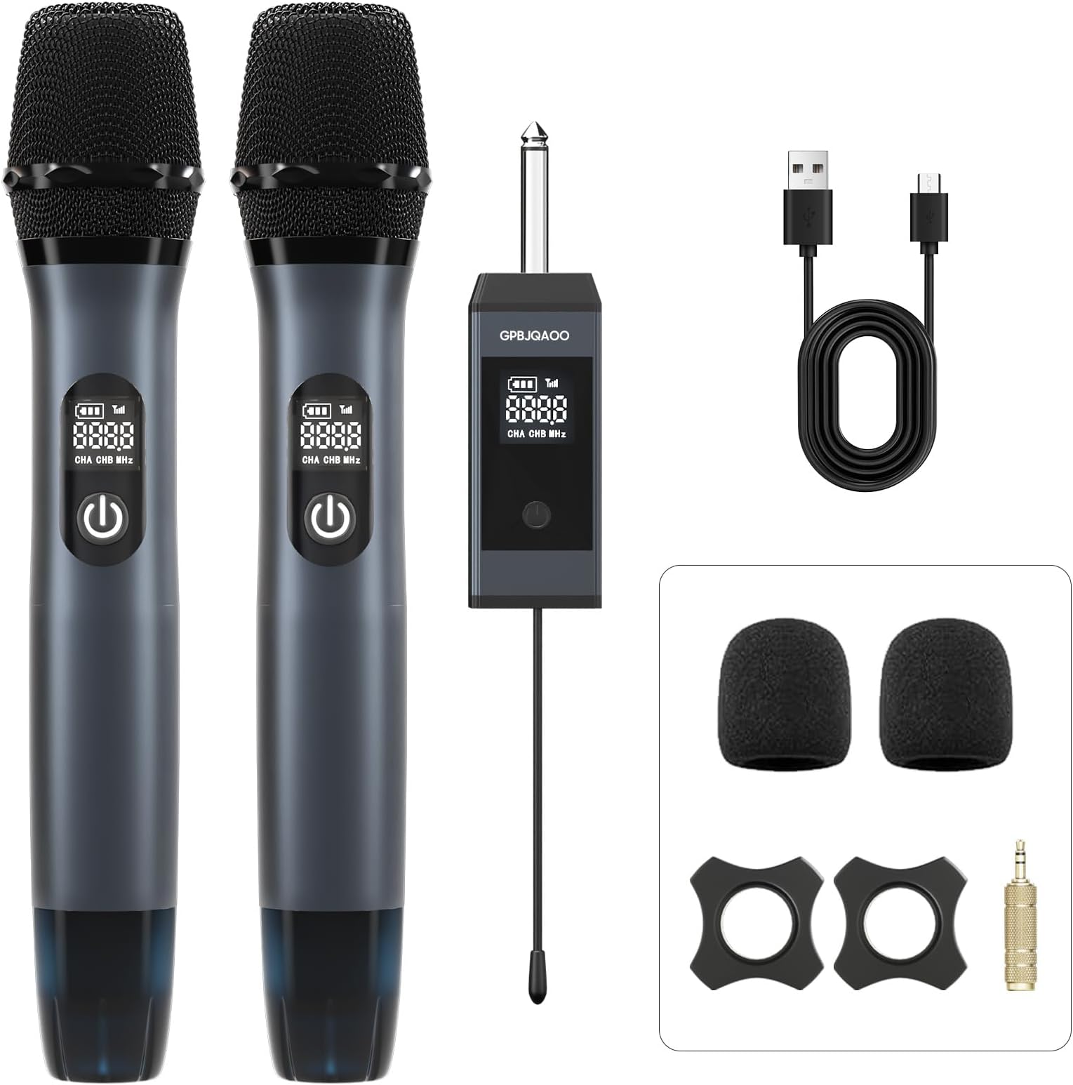 Amazon.com: MOYLEAF Wireless Microphones, UHF Metal Dual Handheld ...