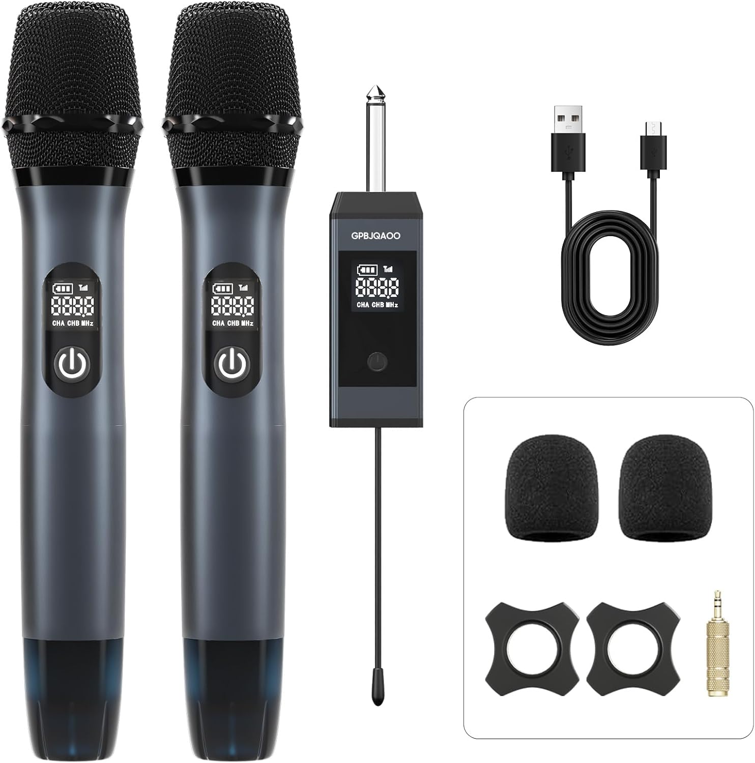 Amazon.com: GPBJQAOO Wireless Microphone, UHF Dual Wireless Metal ...