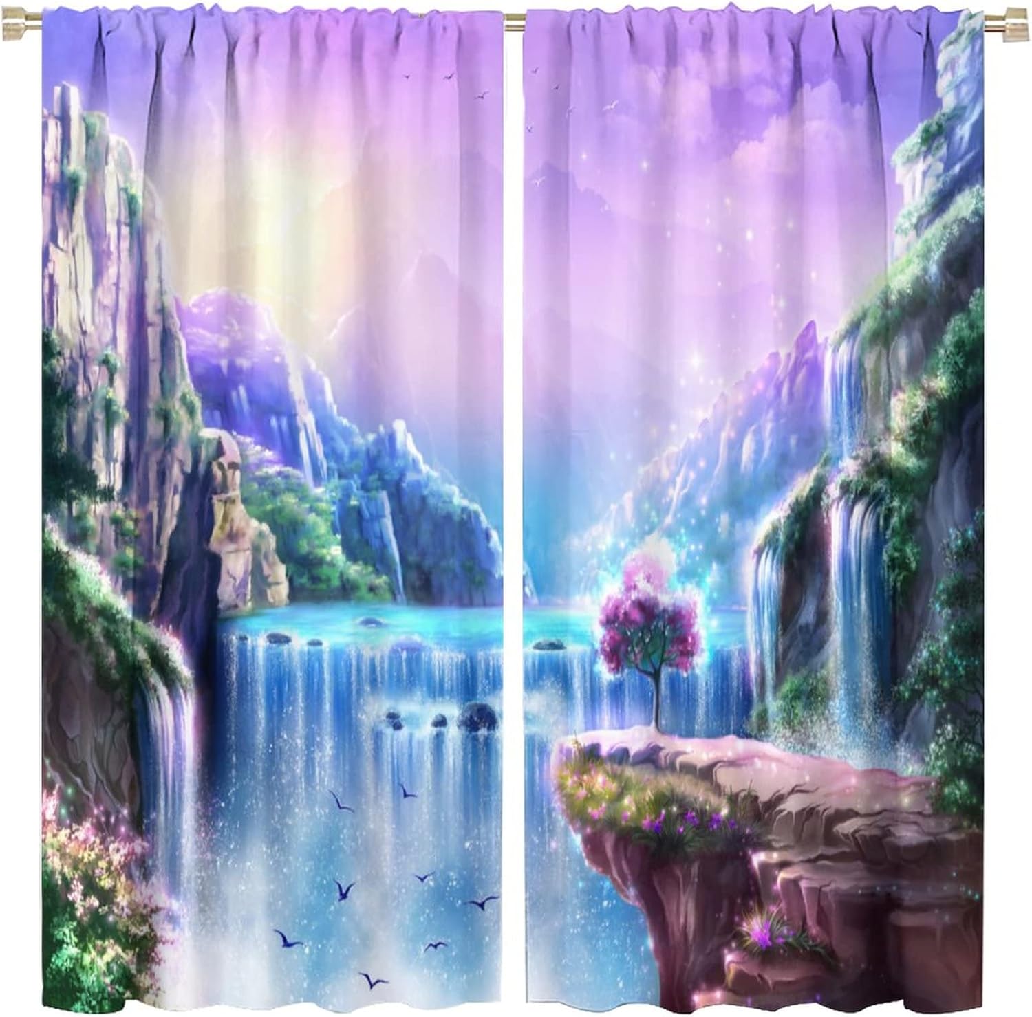 Amazon.com: Waterfall Deocr Curtain, Japanese Style Waterfall Mountain ...